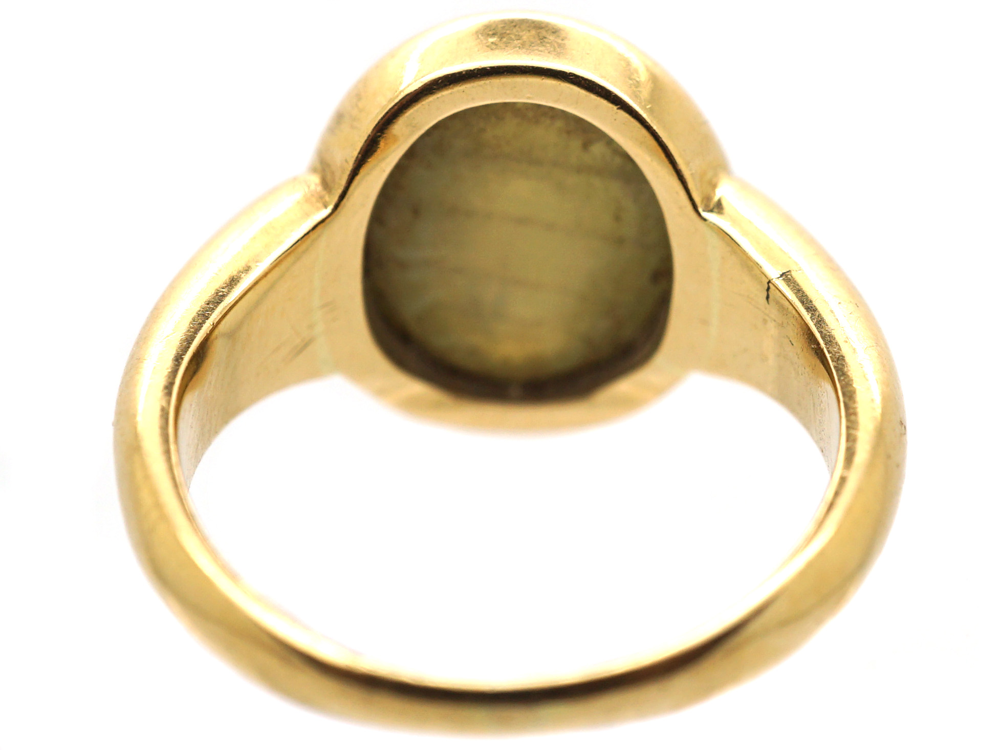 Victorian 18ct Gold Ring set with a Large Cat's Eye Chrysoberyl (779X ...