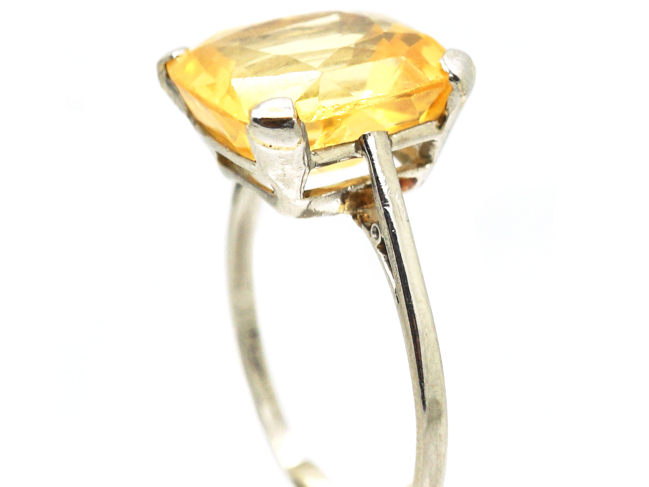 Early 20th Century Platinum Yellow Sapphire Ring (776X) | The Antique Jewellery Company