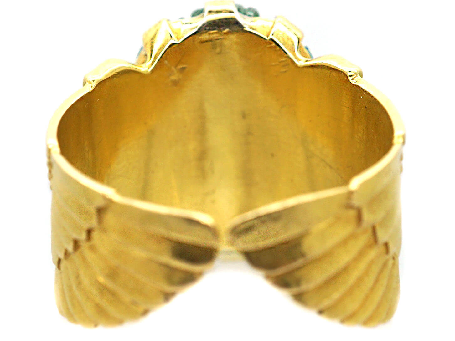 Art Nouveau 18ct Gold Carved Emerald Scarab Ring et with Rose Diamonds ...