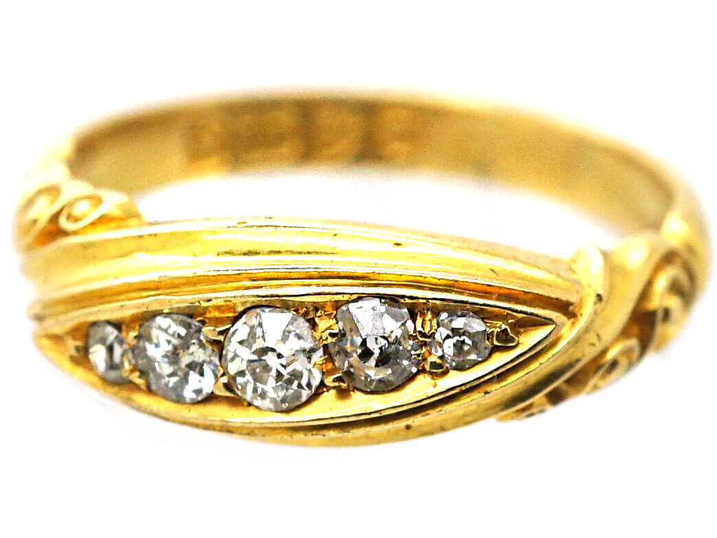 Victorian 18ct Gold Five Stone Diamond Slanted Ring (649X) | The ...