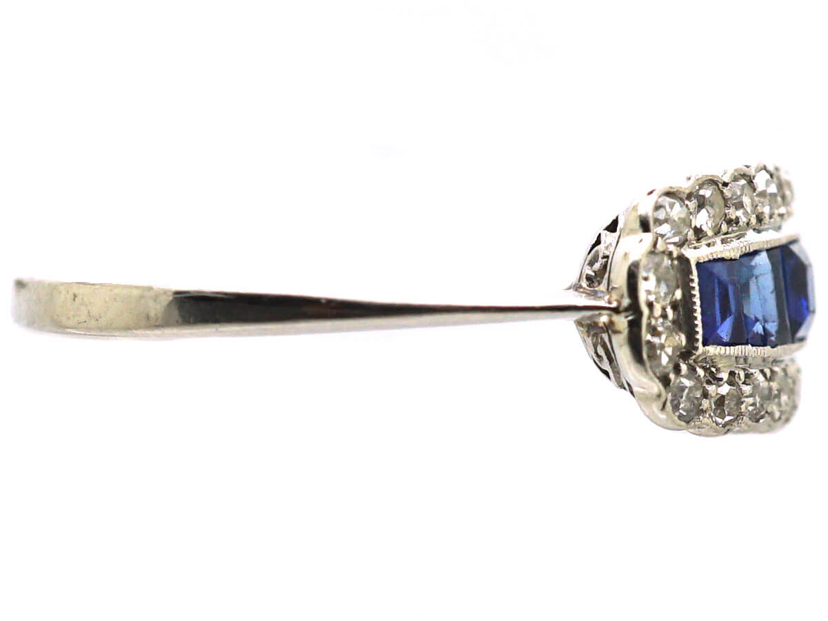 Early 20th Century Platinum, Sapphire & Diamond Rectangular Cluster ...
