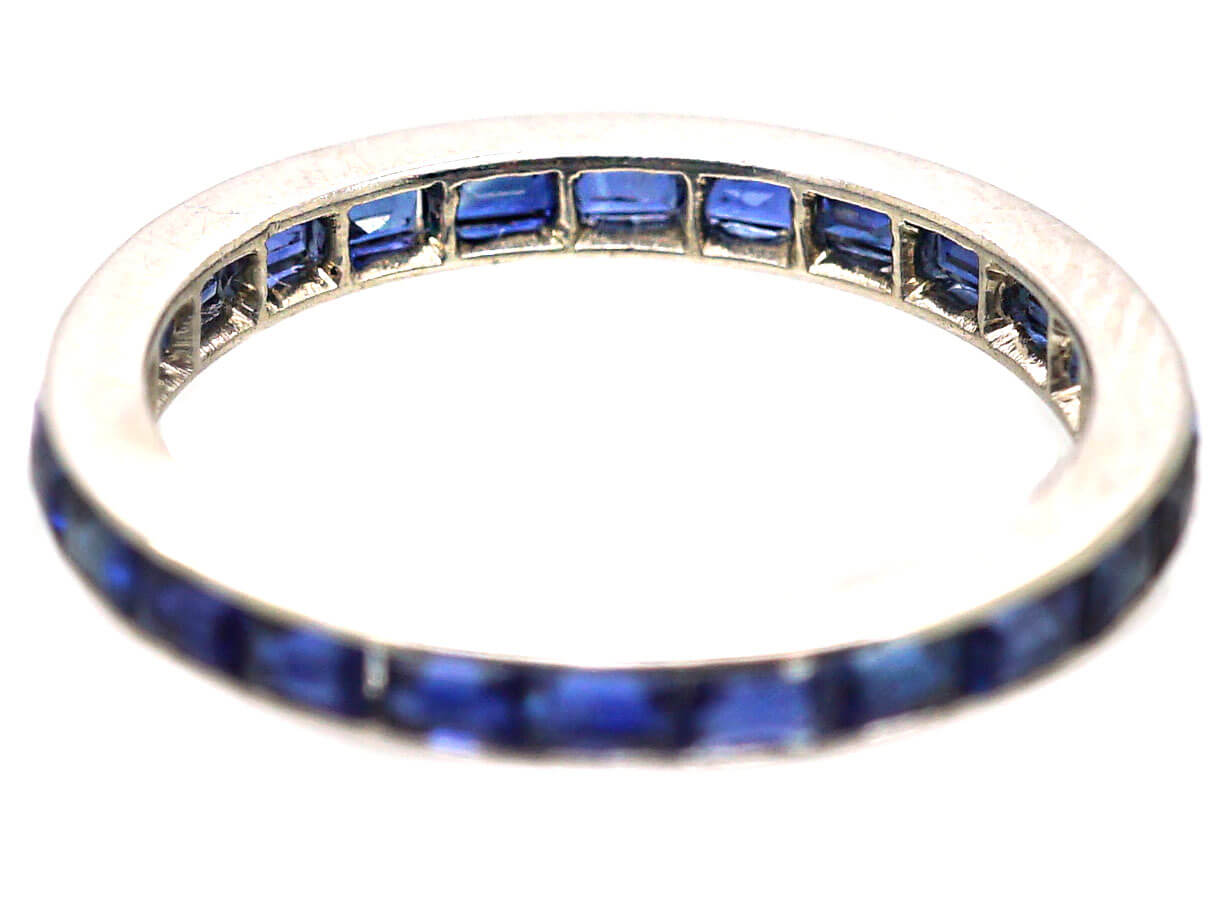 Art Deco Narrow Platinum Eternity Ring set with Sapphires (812X) | The ...