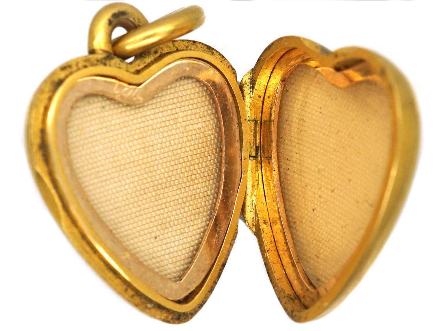 Edwardian 15ct Gold Heart Shaped Locket set with Three Natural Split ...