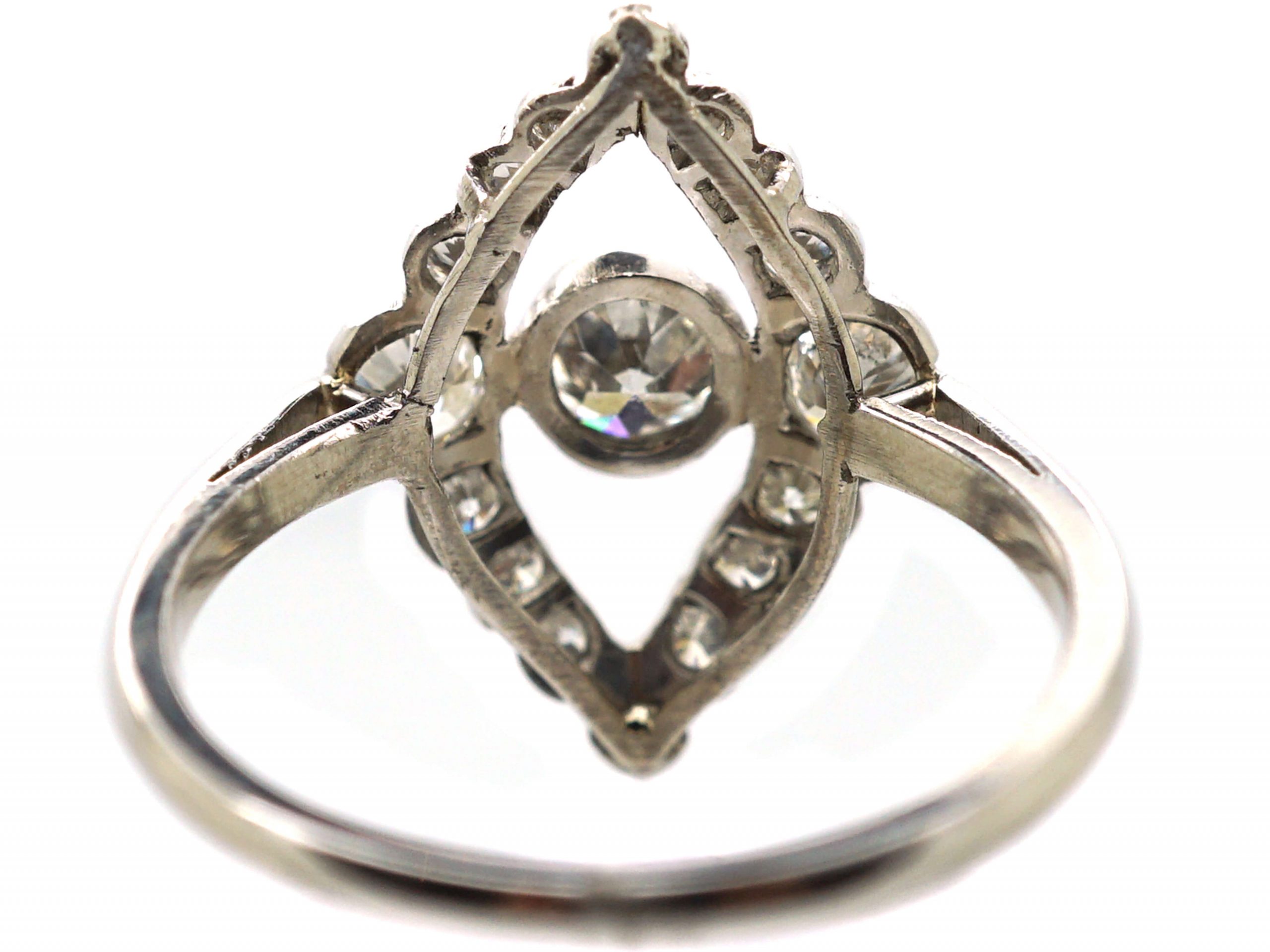 Edwardian Platinum Navette Shaped Ring set with Diamonds (840X) | The ...