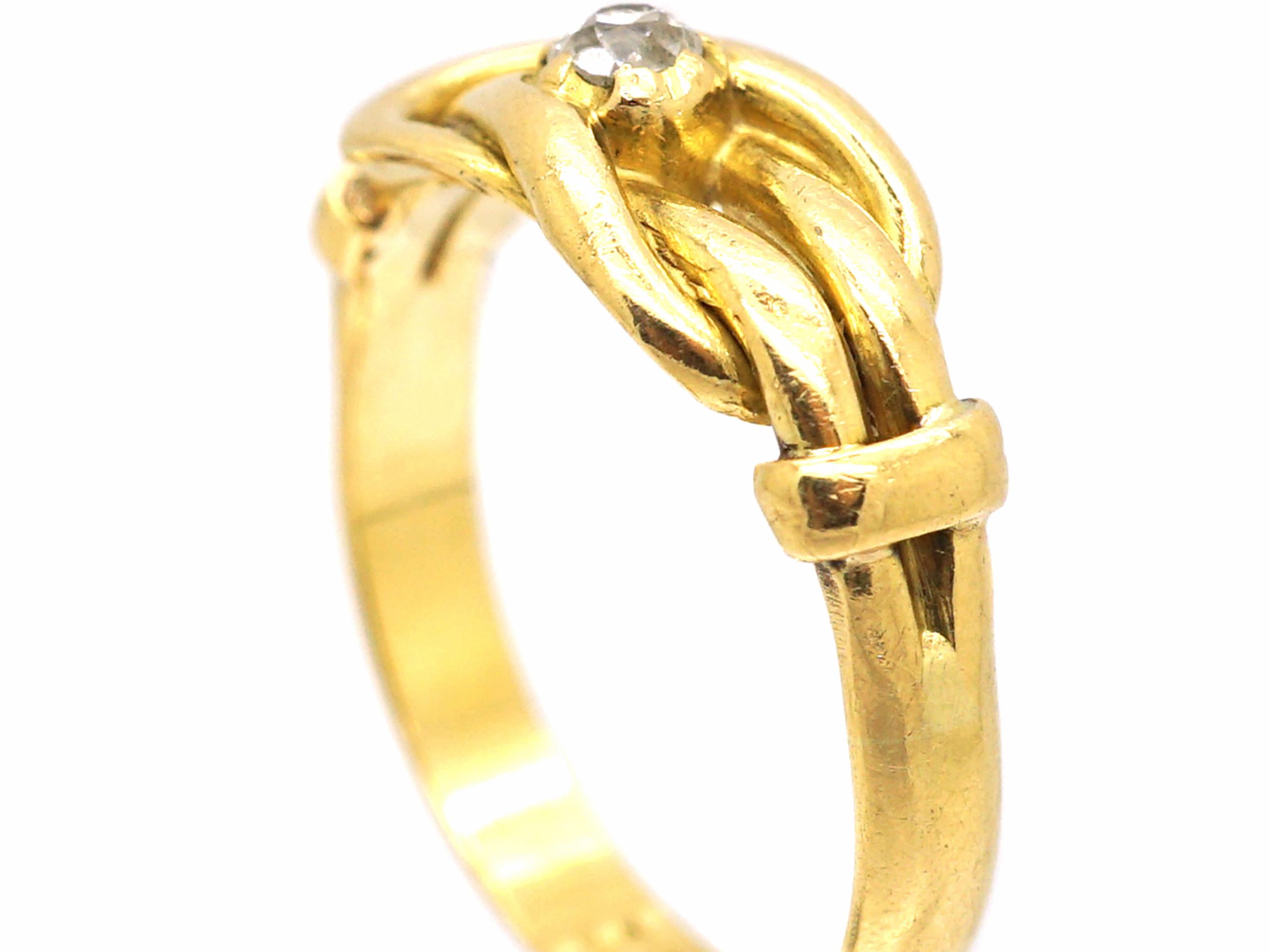 Edwardian 18ct Gold Lover's Knot Ring set with a Diamond (830X) | The ...