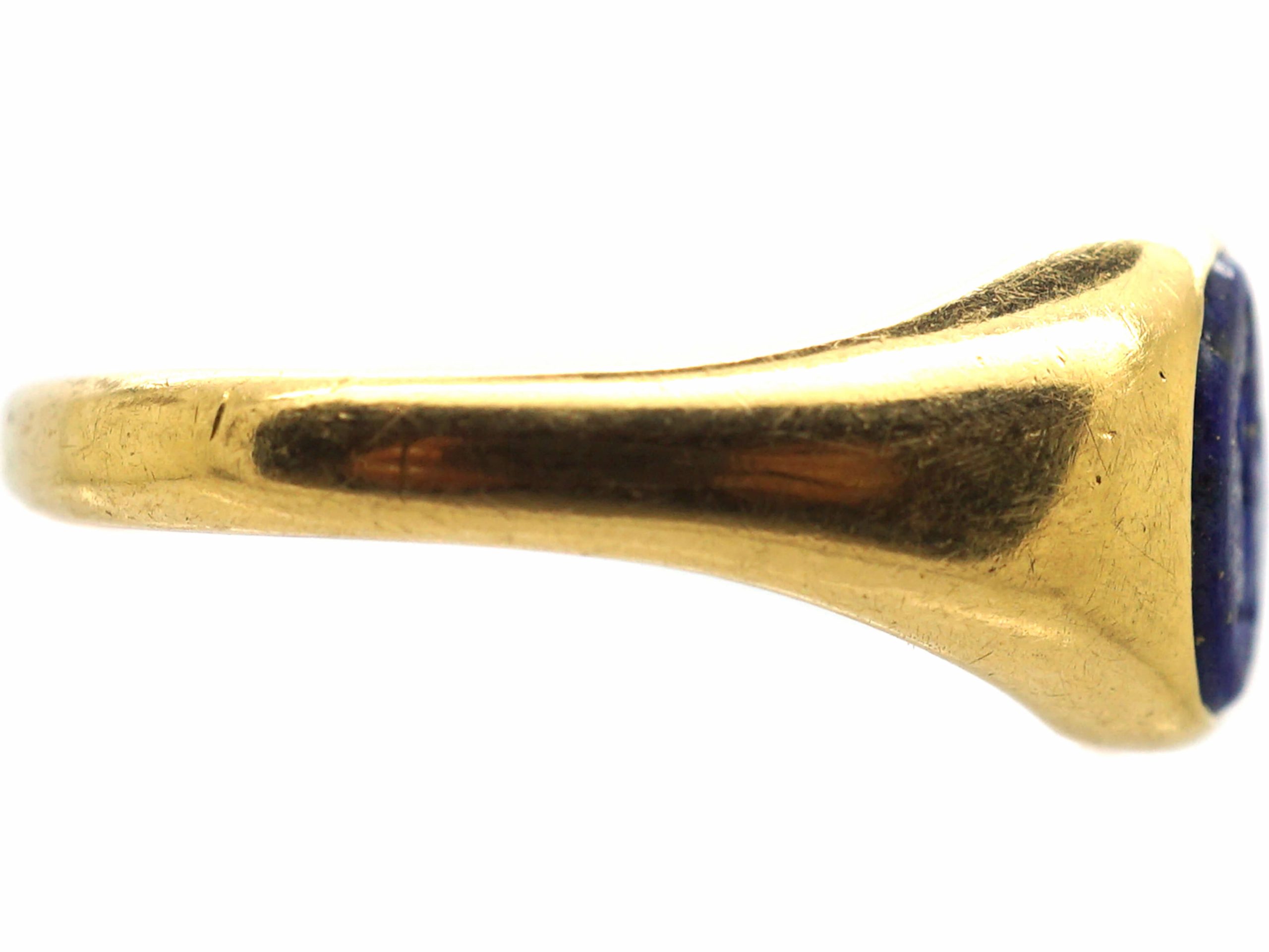 Victorian 18ct Gold Signet Ring with Lapis Lazuli Intaglio of a Man ...