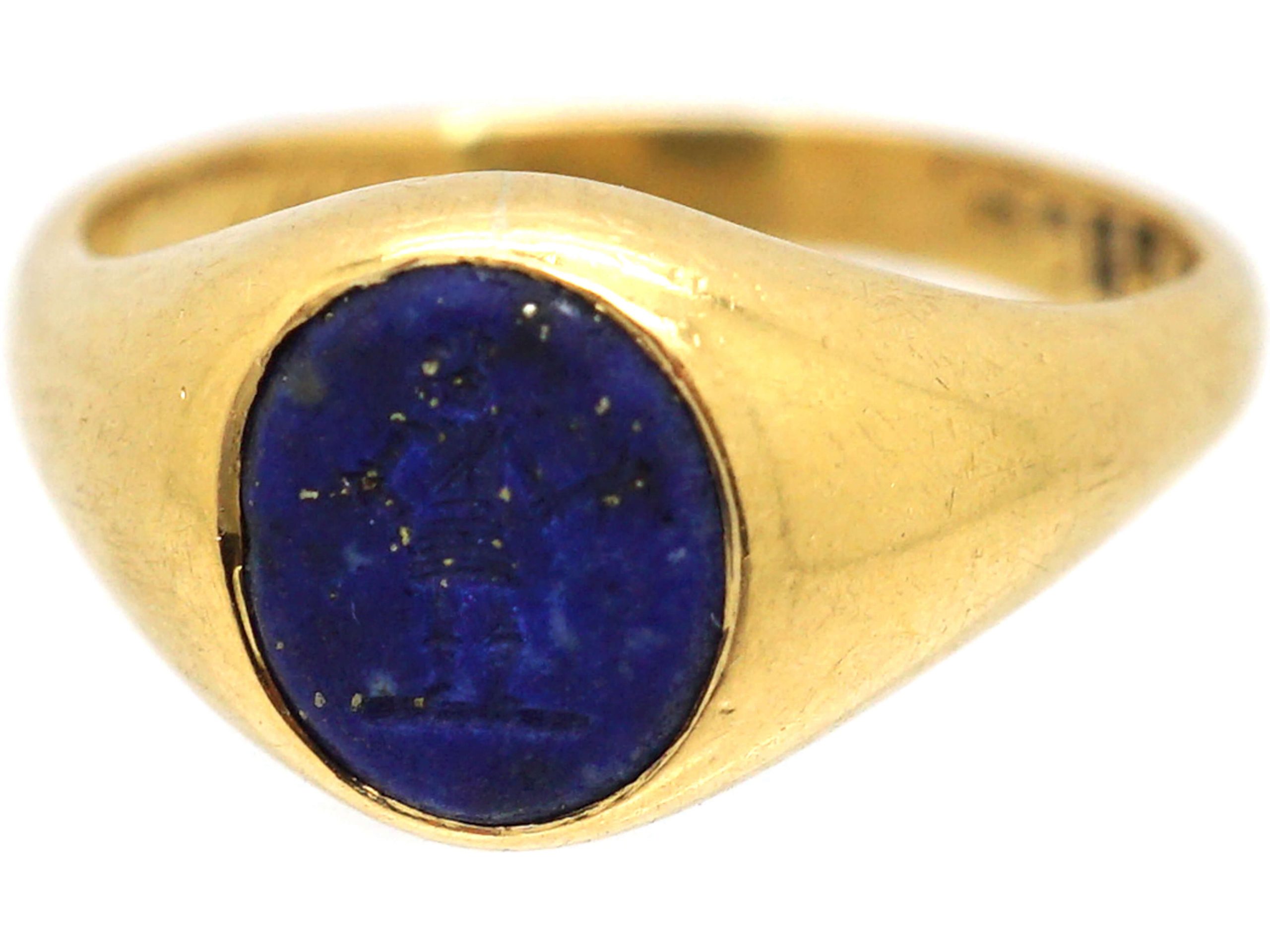 Victorian 18ct Gold Signet Ring with Lapis Lazuli Intaglio of a Man ...