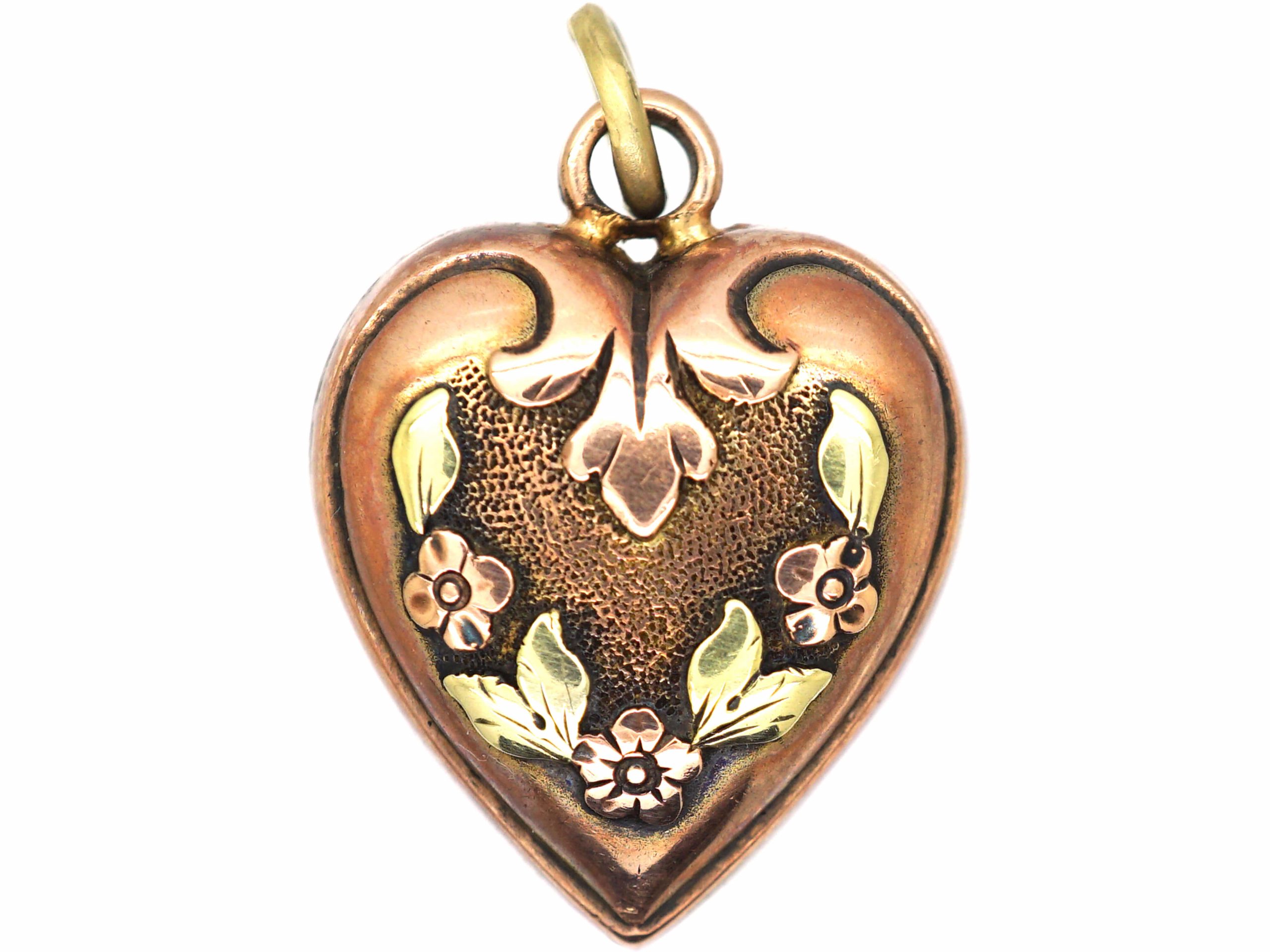 Victorian Heart Shaped Two Colour Gold Pendant (841X) | The Antique ...