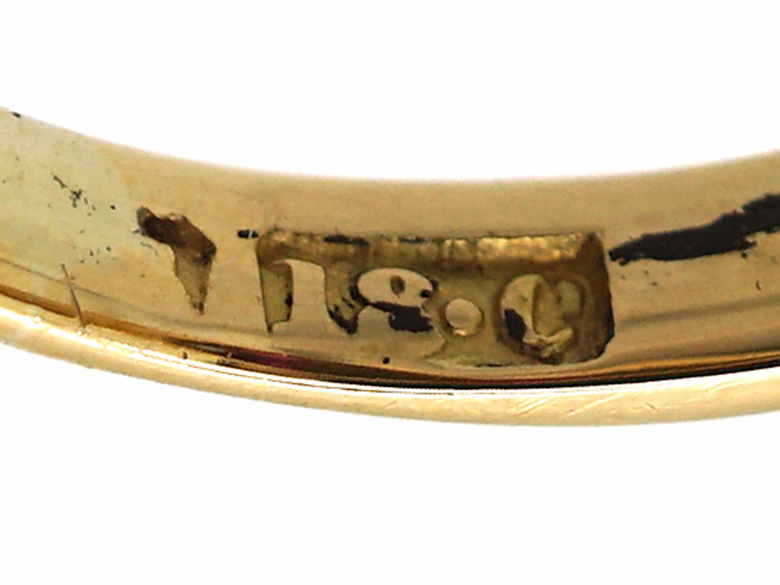 Victorian 18ct Gold Ring set with Rubies, Rose Diamonds & Natural Split ...