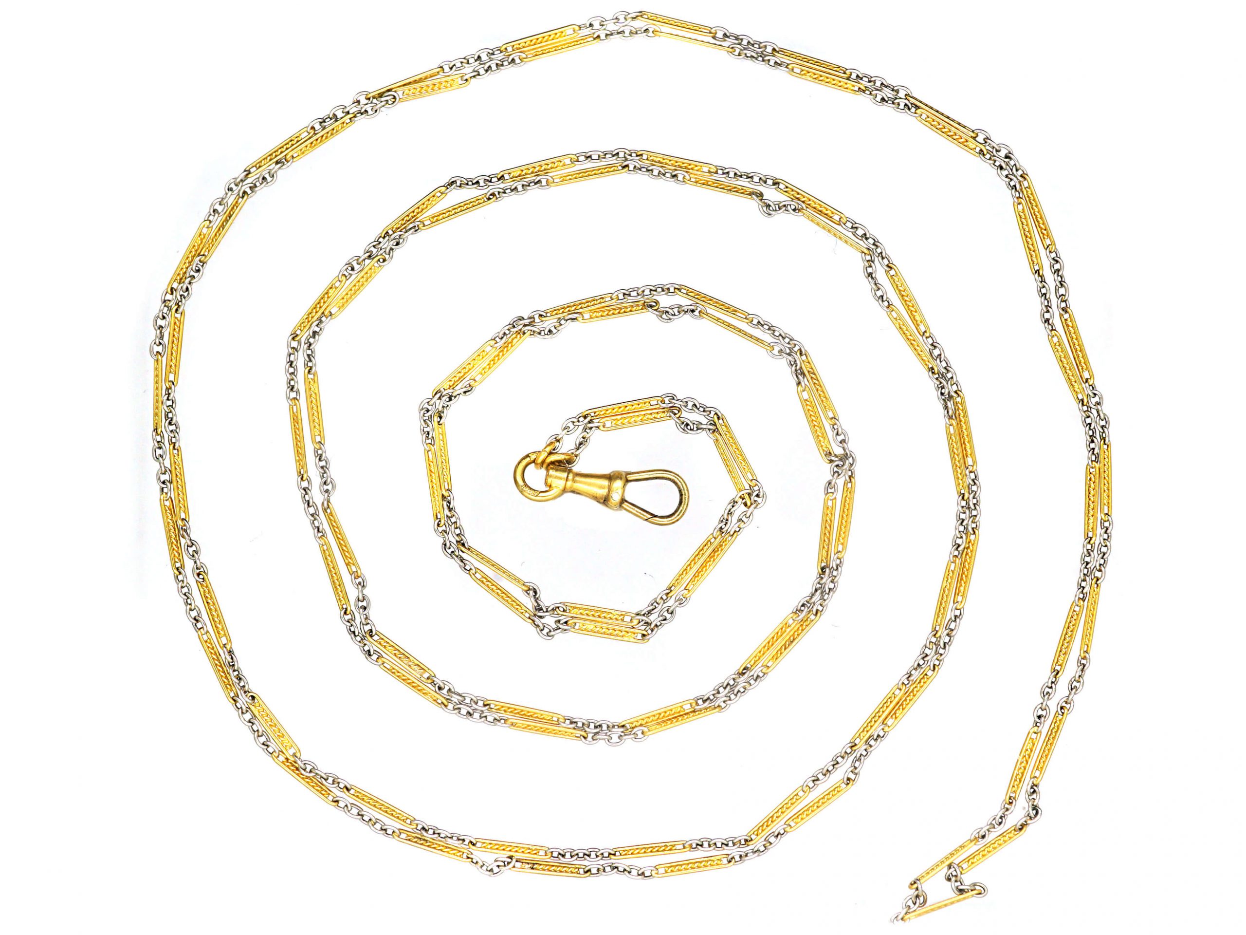 Early 20th Century 14ct Gold & Platinum Long Guard Chain (413X) | The ...