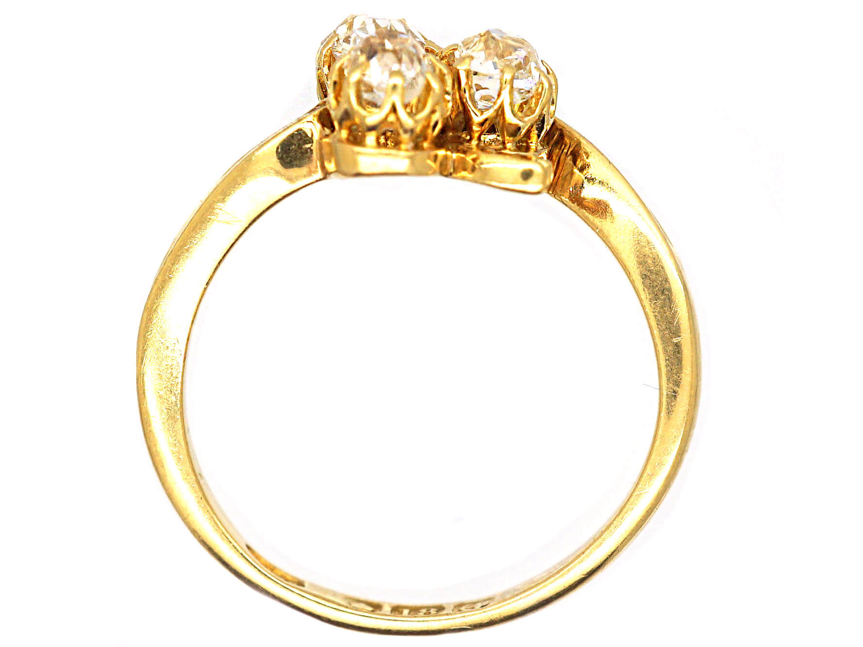 Edwardian 18ct Gold Trefoil Ring set with Three Diamonds (845X) | The ...
