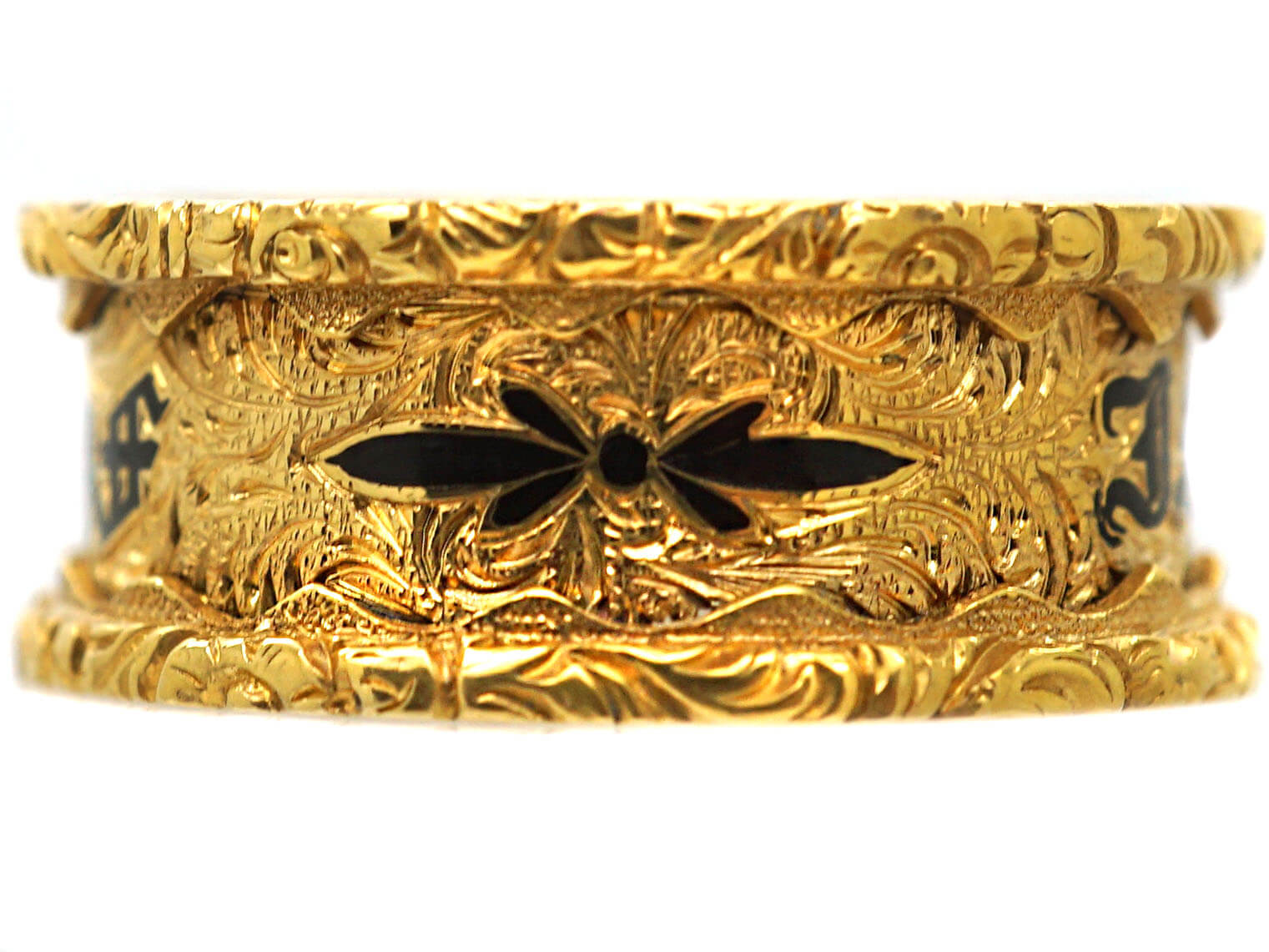 Victorian 18ct Gold Wide Mourning Ring (814X) | The Antique Jewellery ...