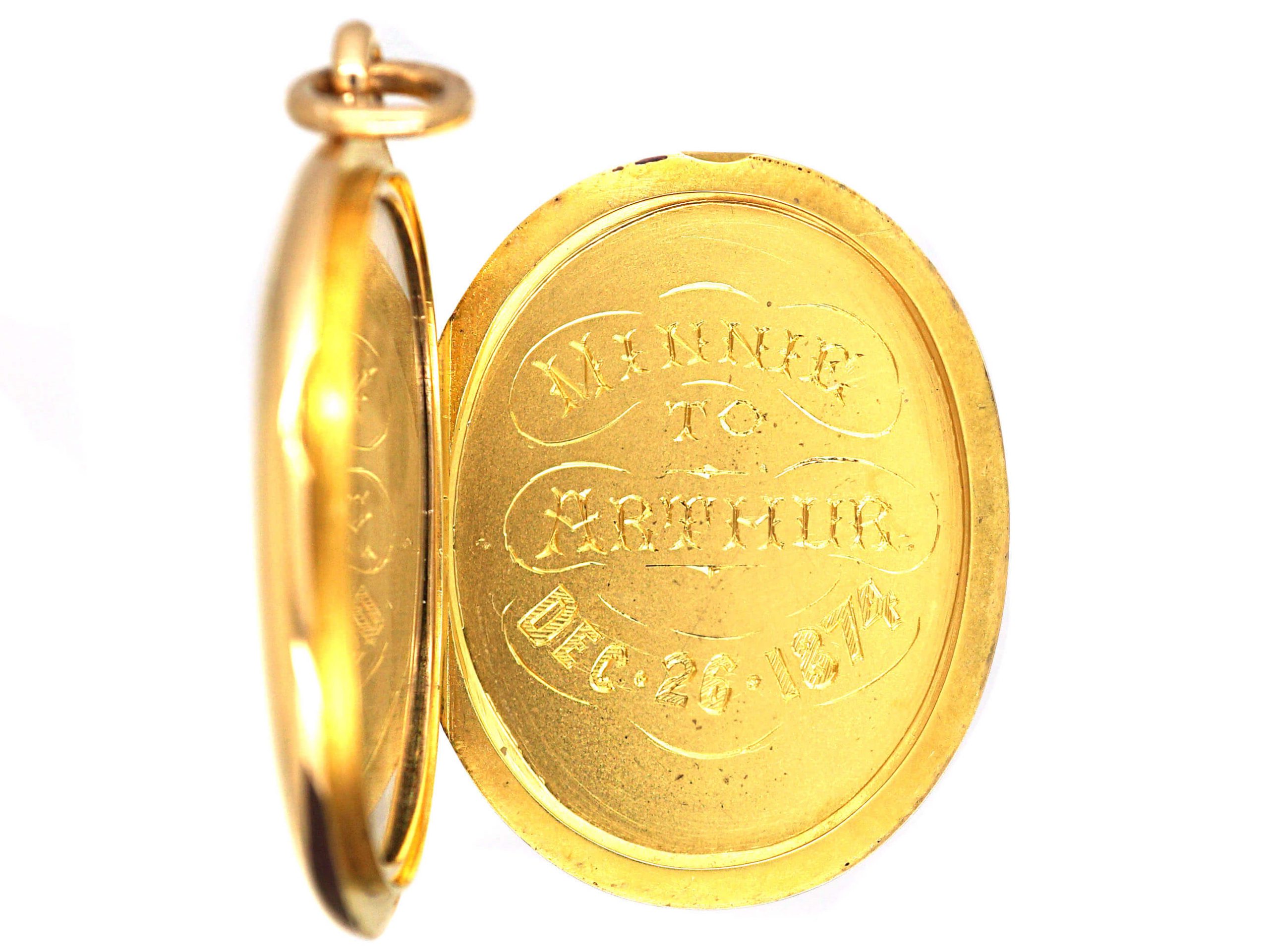 Victorian 18ct Gold Plain Oval Locket (835X) | The Antique Jewellery ...