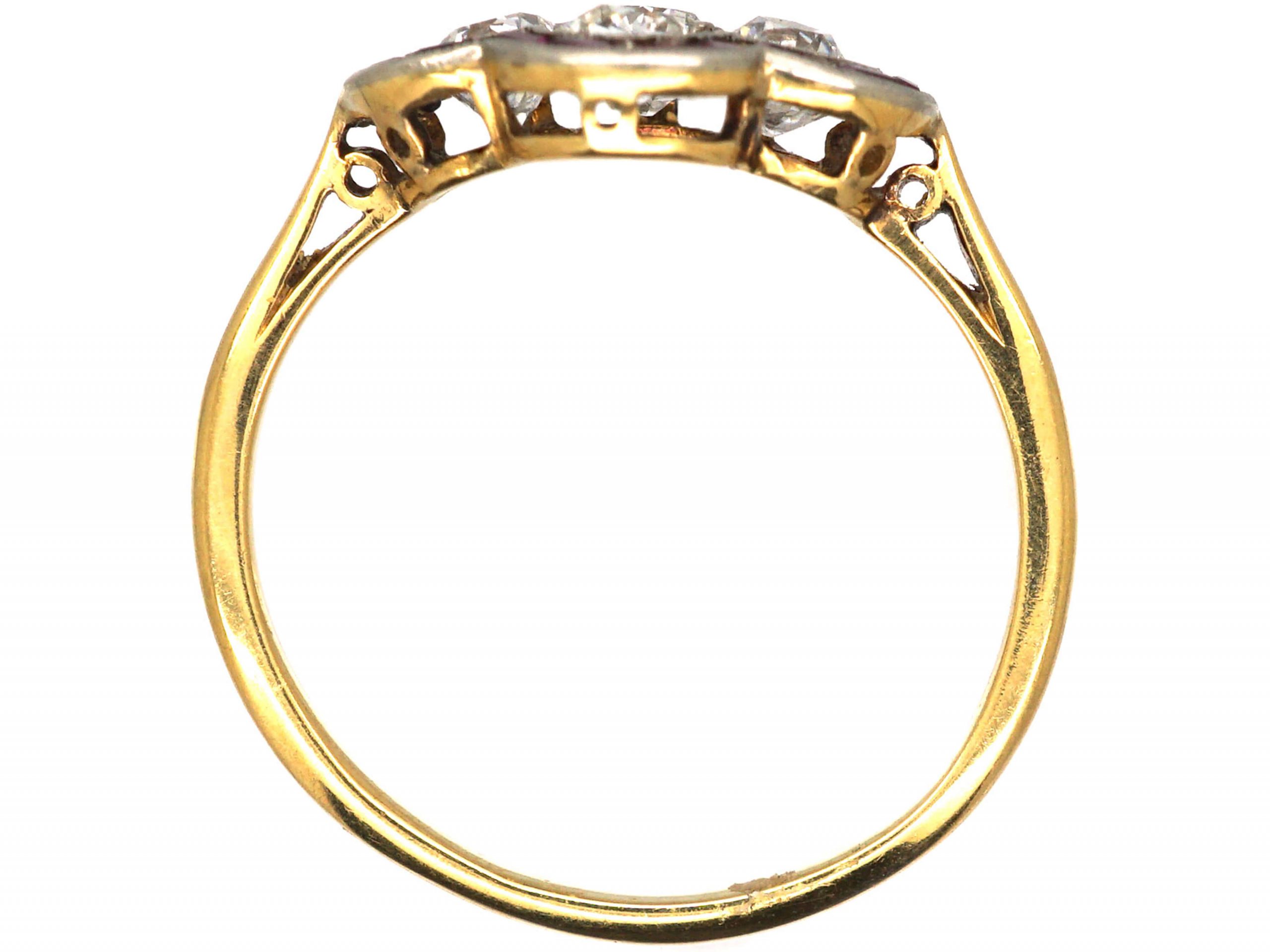 Early 20th Century 18ct Gold & Platinum, Calibre Ruby & Diamond Scallop ...