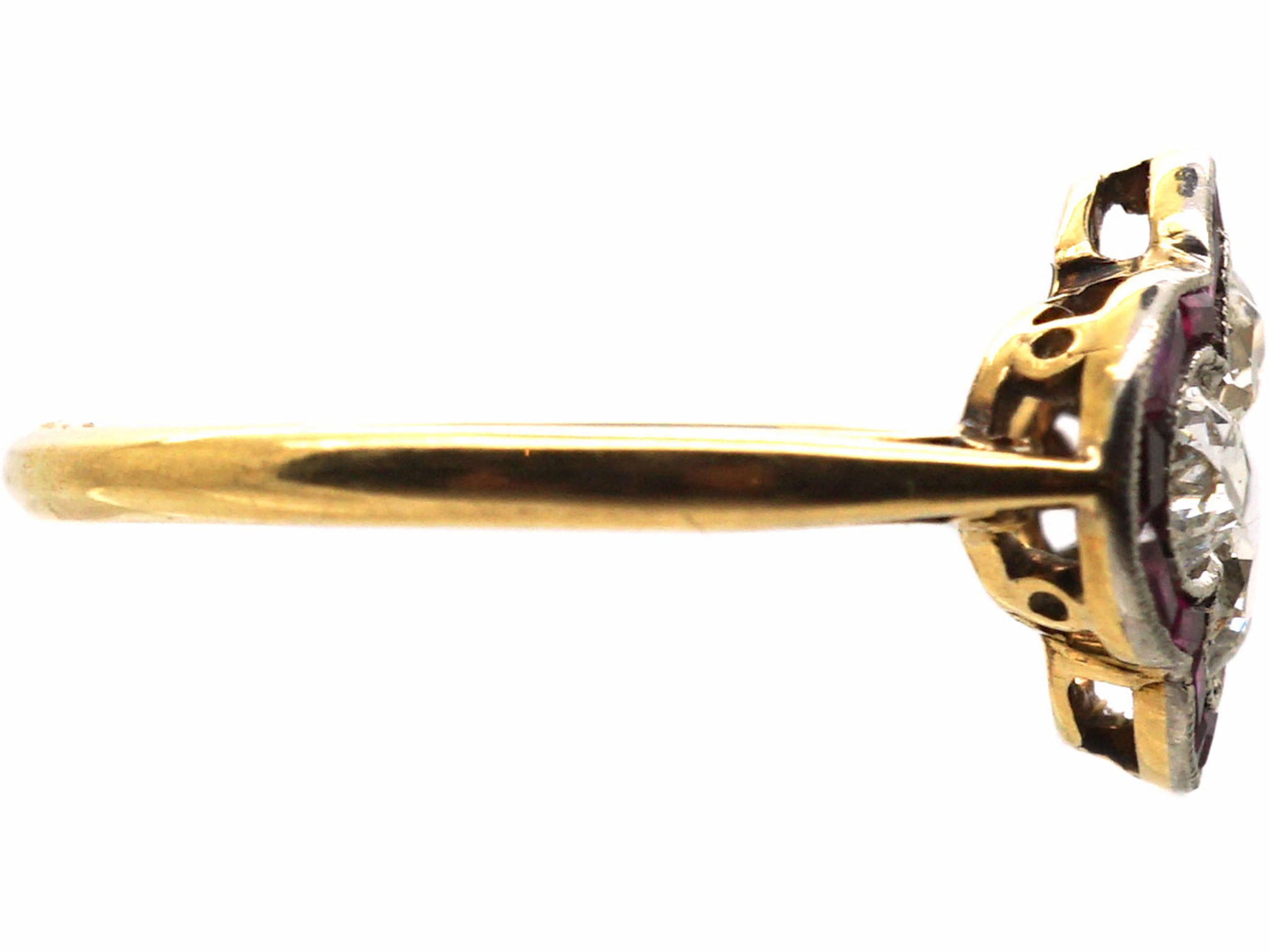 Early 20th Century 18ct Gold & Platinum, Calibre Ruby & Diamond Scallop ...