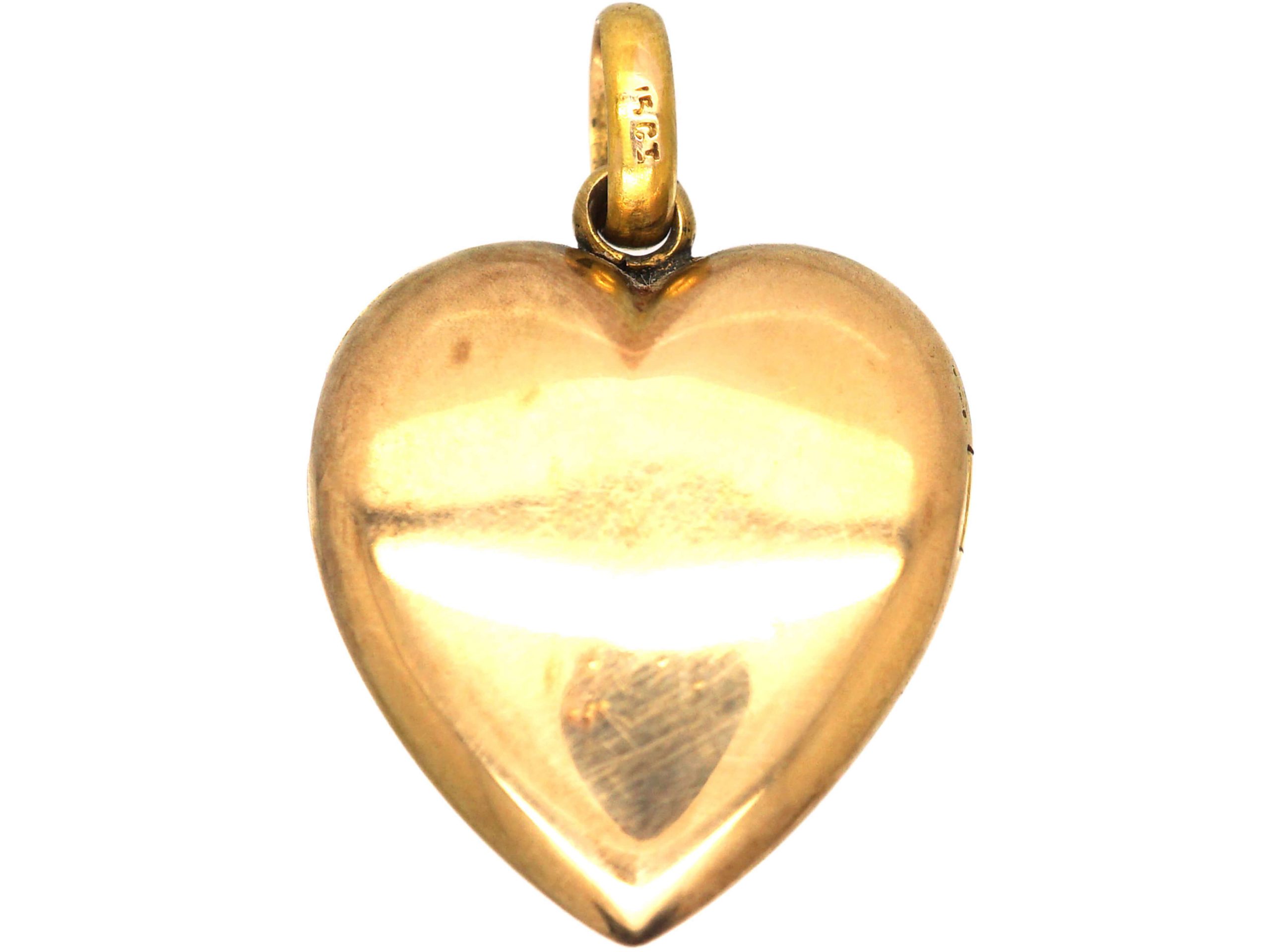 Edwardian 15ct Gold Heart Locket set with a Diamond (875X) | The ...