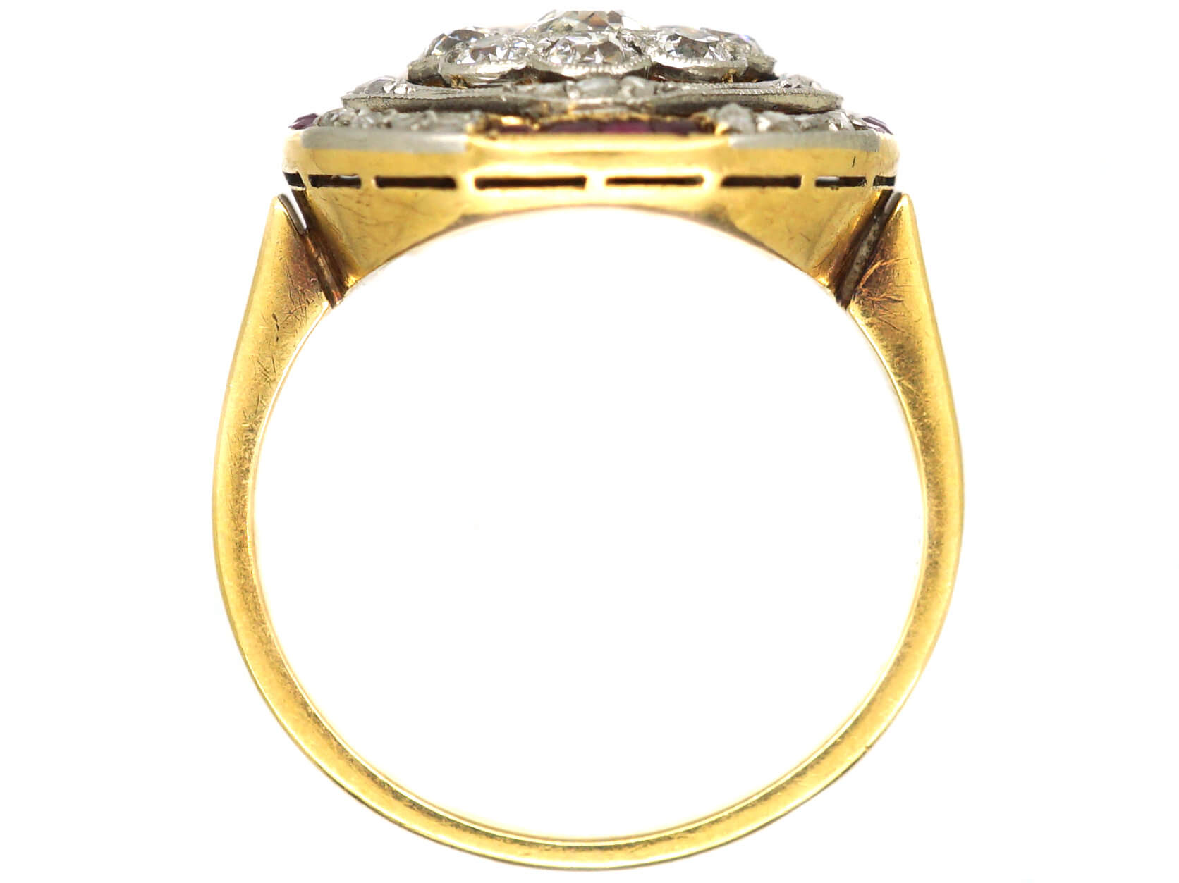 Early 20th Century 18ct Gold, Diamond & Ruby Daisy Cluster Ring within ...