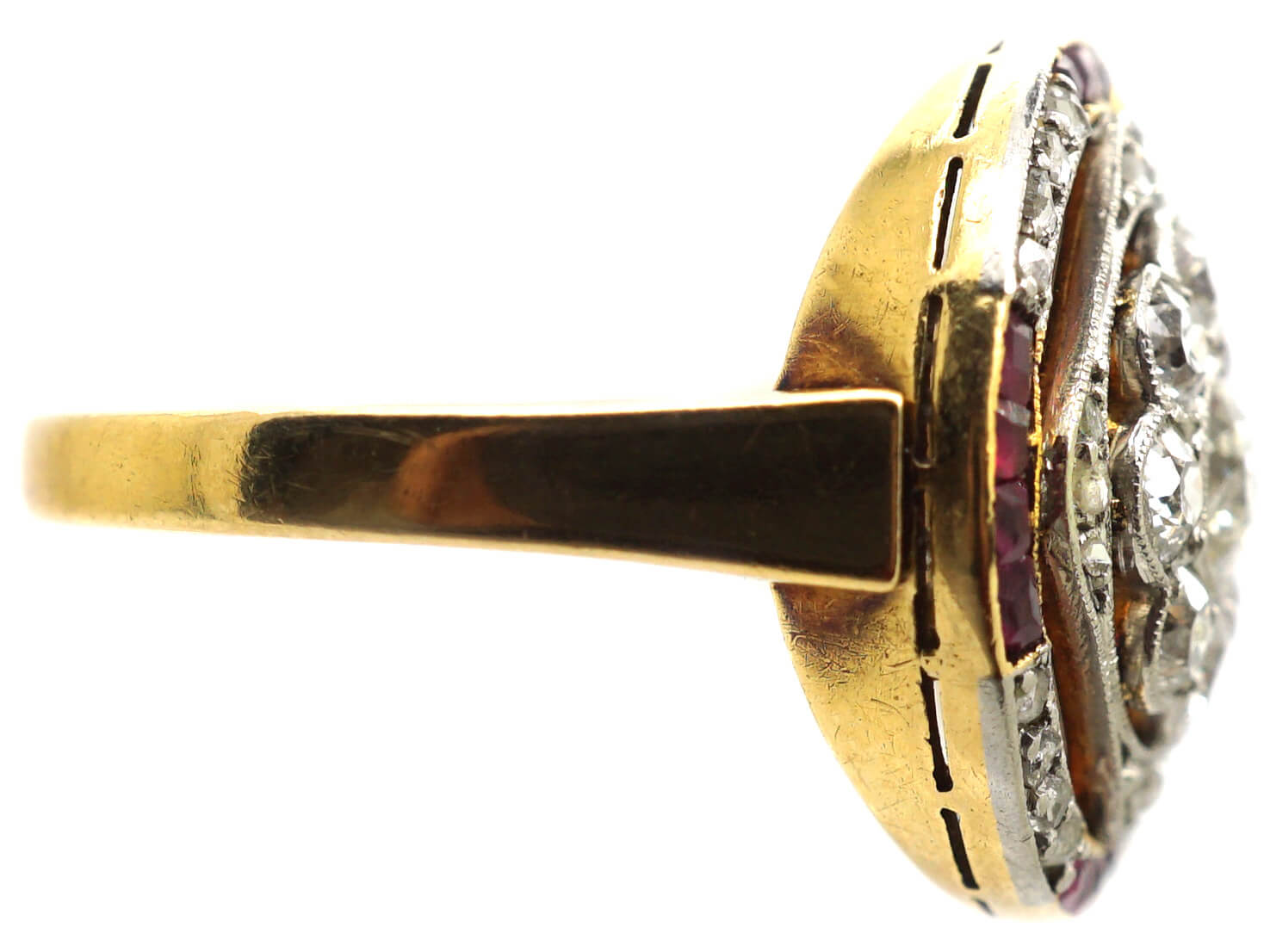 Early 20th Century 18ct Gold, Diamond & Ruby Daisy Cluster Ring within ...