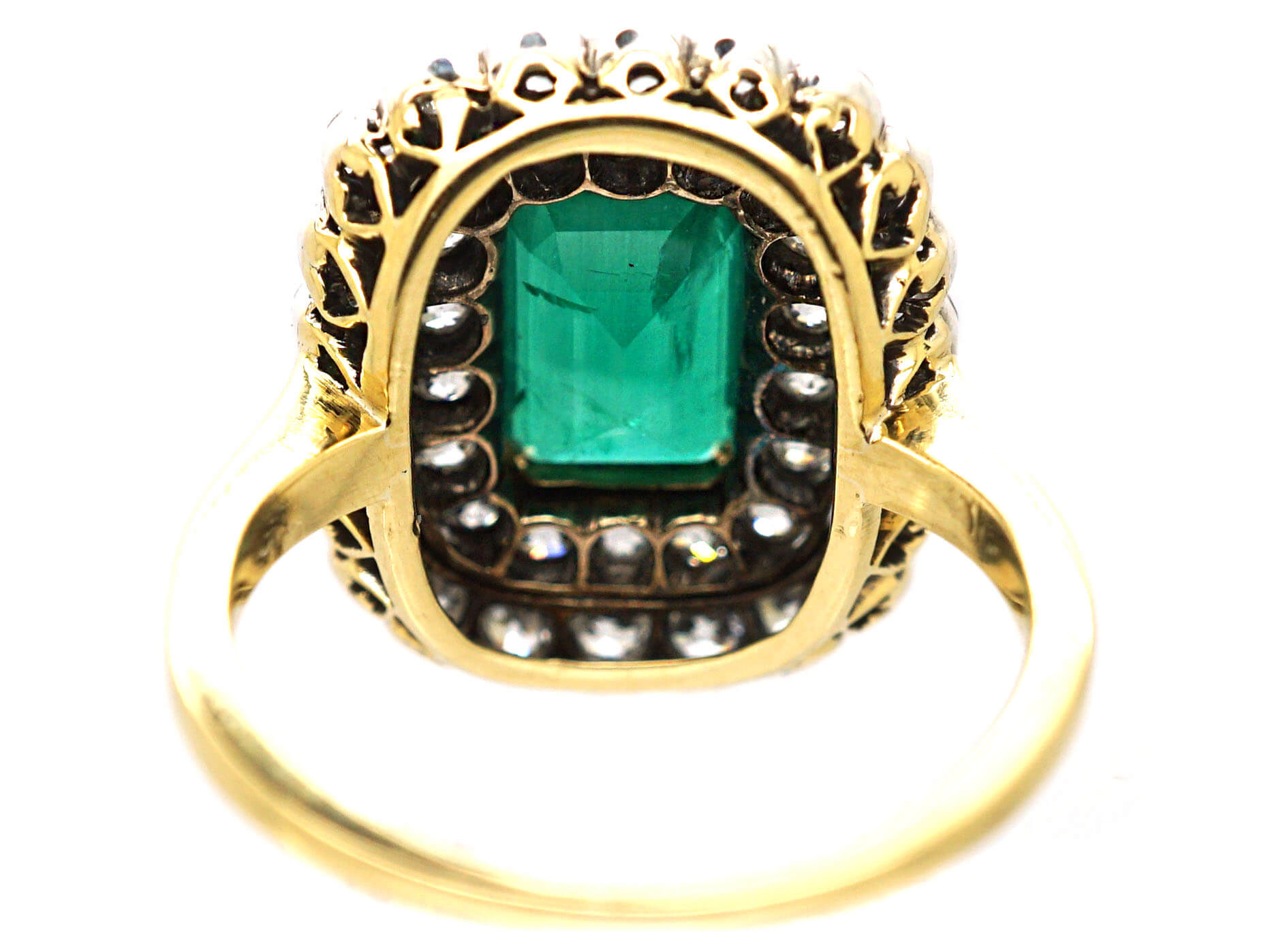 Early 20th Century 18ct Gold & Platinum, Emerald & Diamond Rectangular ...