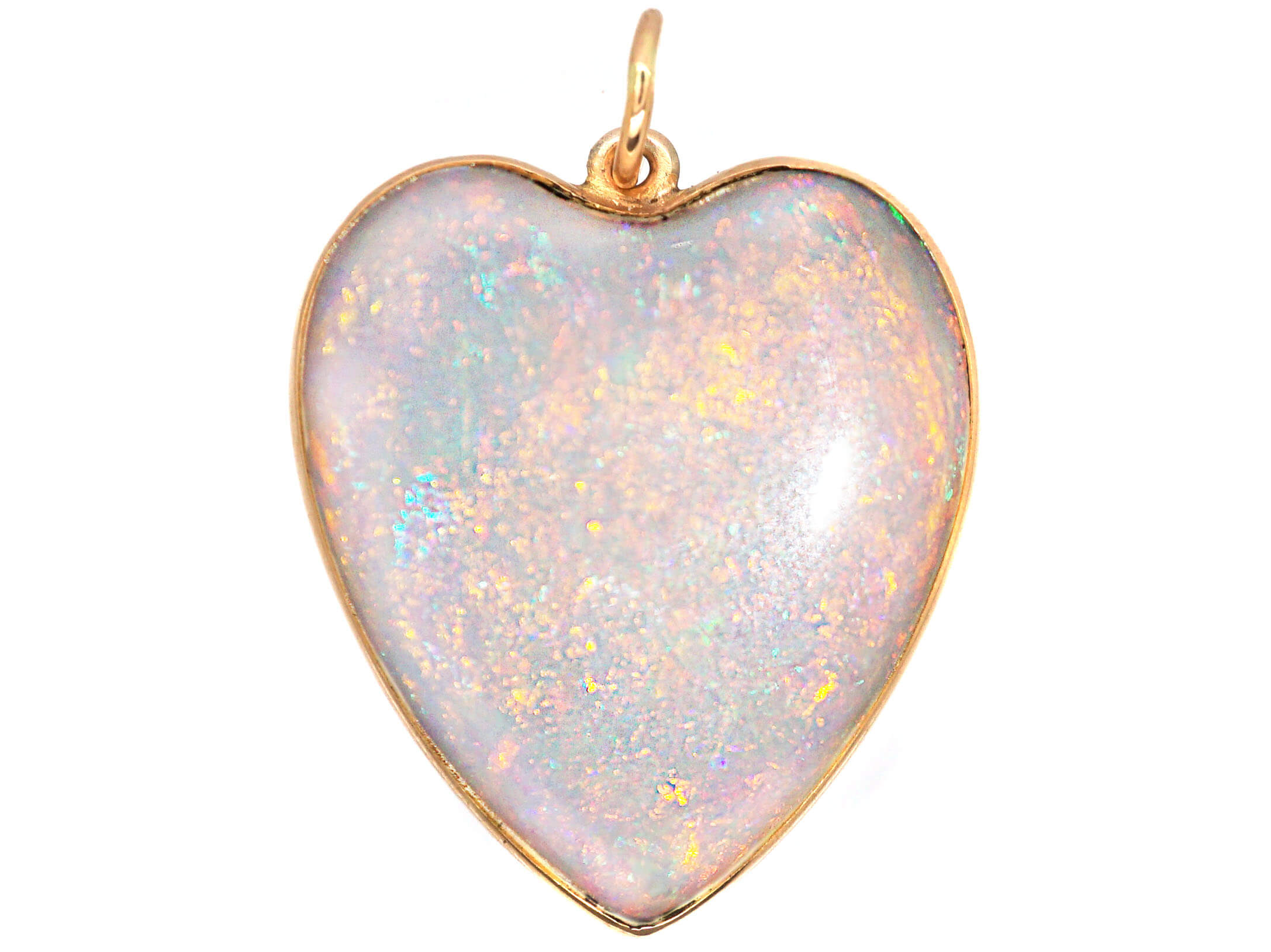 Edwardian Heart Shaped Opal Pendant (825X) | The Antique Jewellery Company