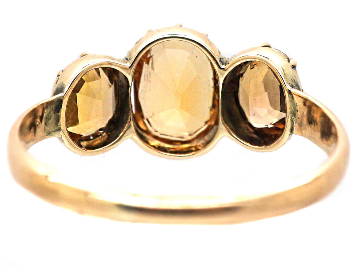 Georgian 9ct Gold Three Stone Topaz Ring (962X) | The Antique Jewellery ...