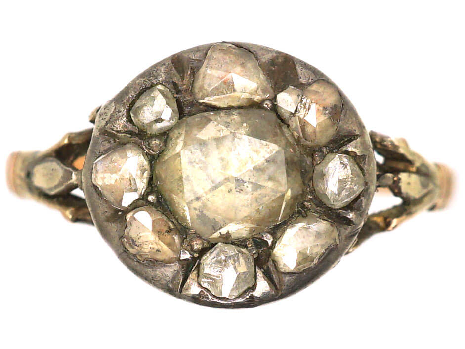 Georgian Rose Diamond Cluster Ring (342X) | The Antique Jewellery Company