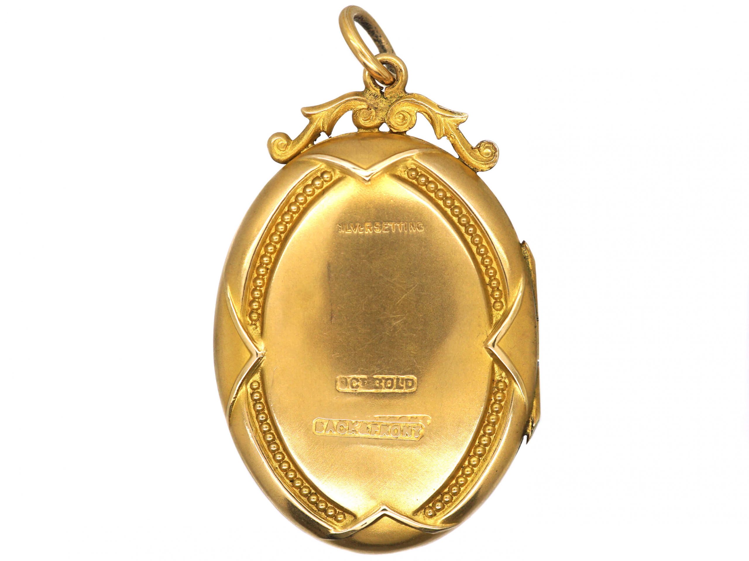 Edwardian 9ct Back & Front Locket with Swallow Motif set with Natural ...