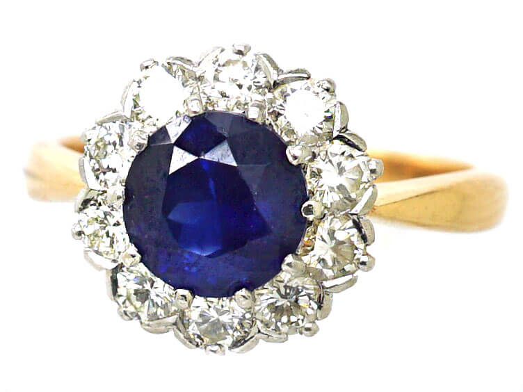 Early 20th Century 18ct Gold & Platinum, Sapphire & Diamond Cluster ...