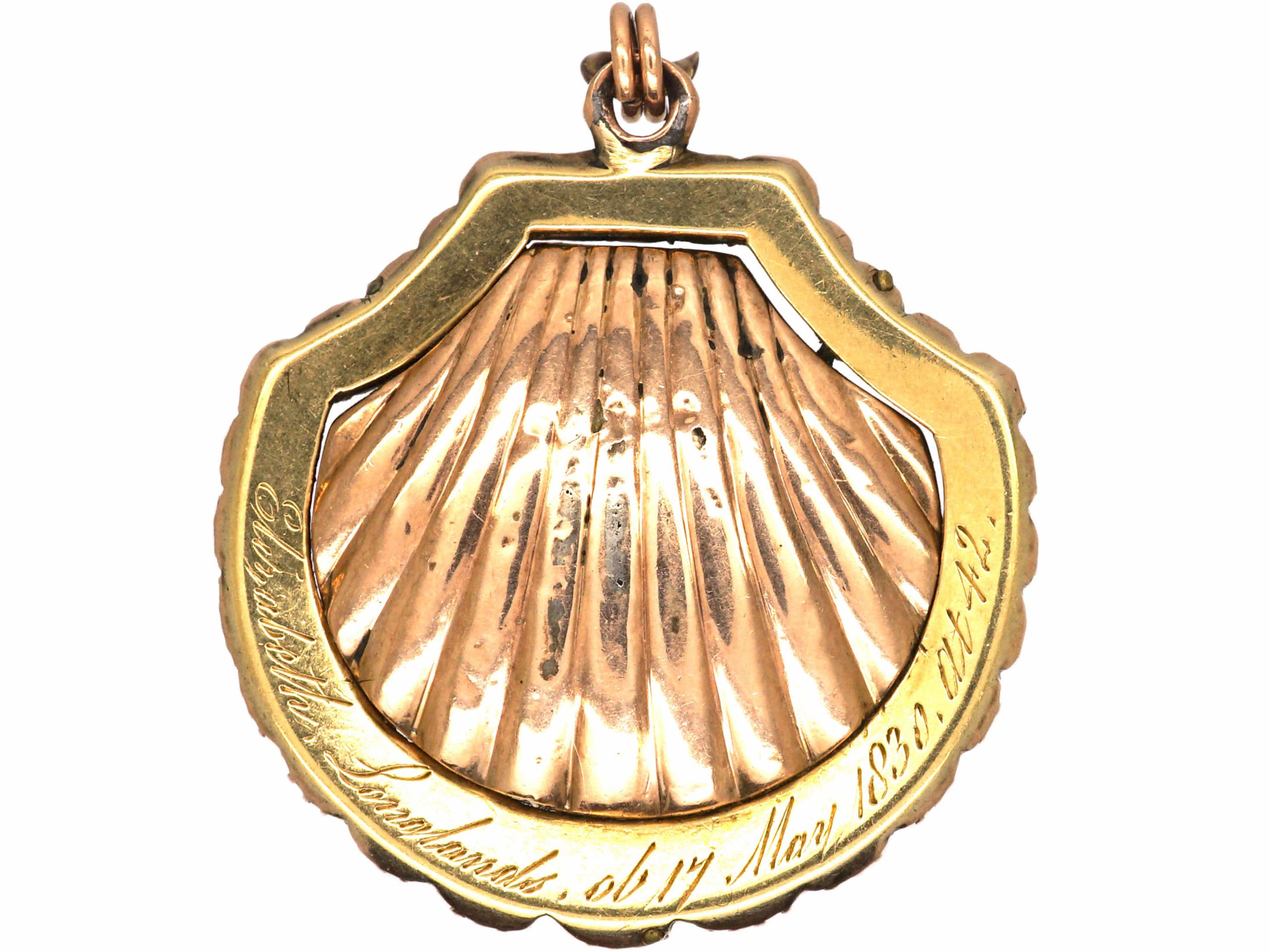 Georgian 9ct Gold Shell Locket with Natural Pearl Surround (42Y) | The ...