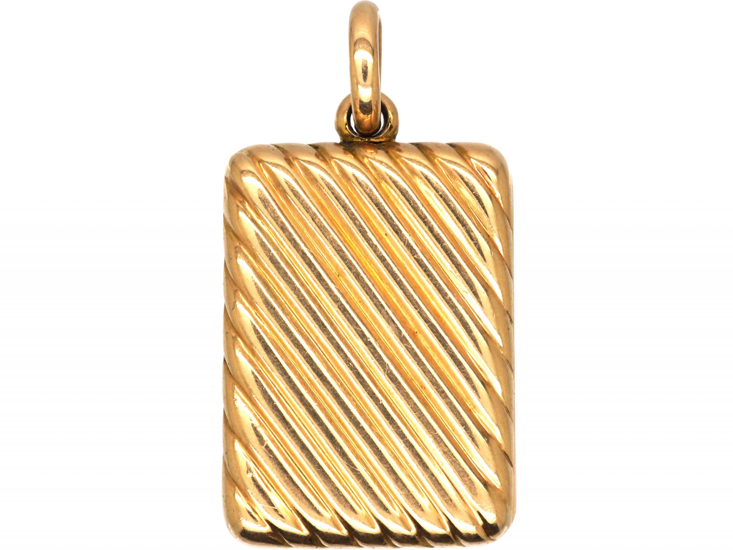 Edwardian 15ct Gold Rectangular Locket with Ridged Detail (28Y) | The ...