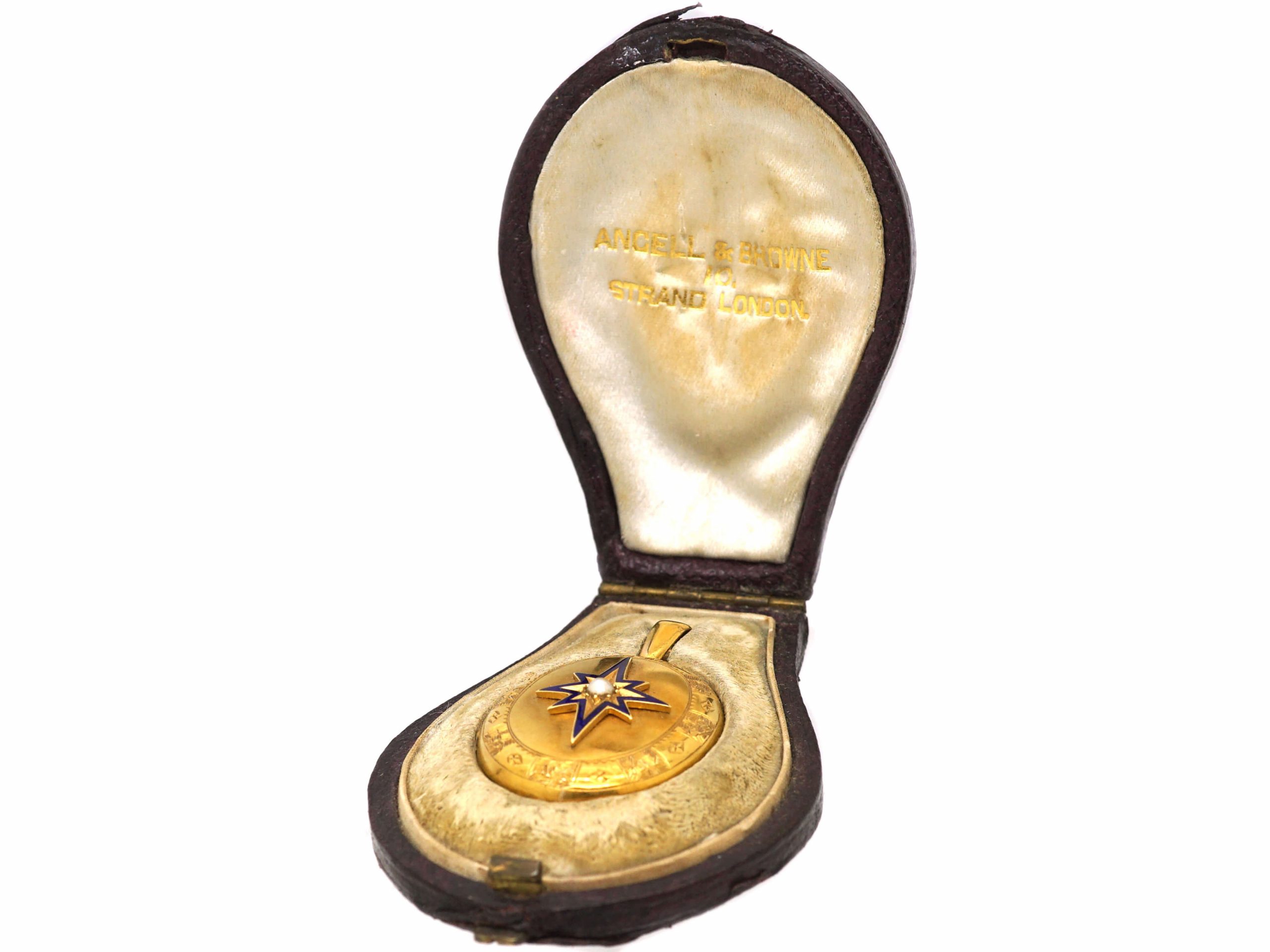Victorian 18ct Gold, Blue Enamel & Natural Pearl Star Locket in ...