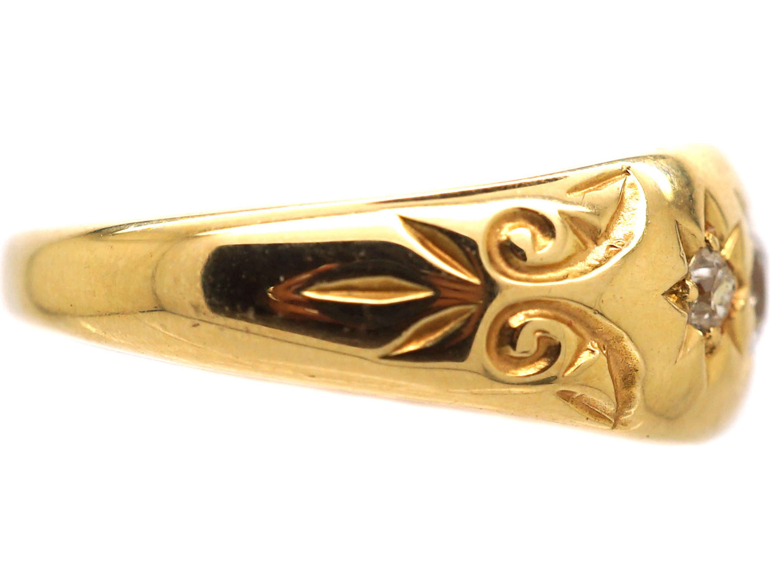 Edwardian 18ct Gold, Three Stone Diamond Gypsy Ring (63Y) | The Antique ...