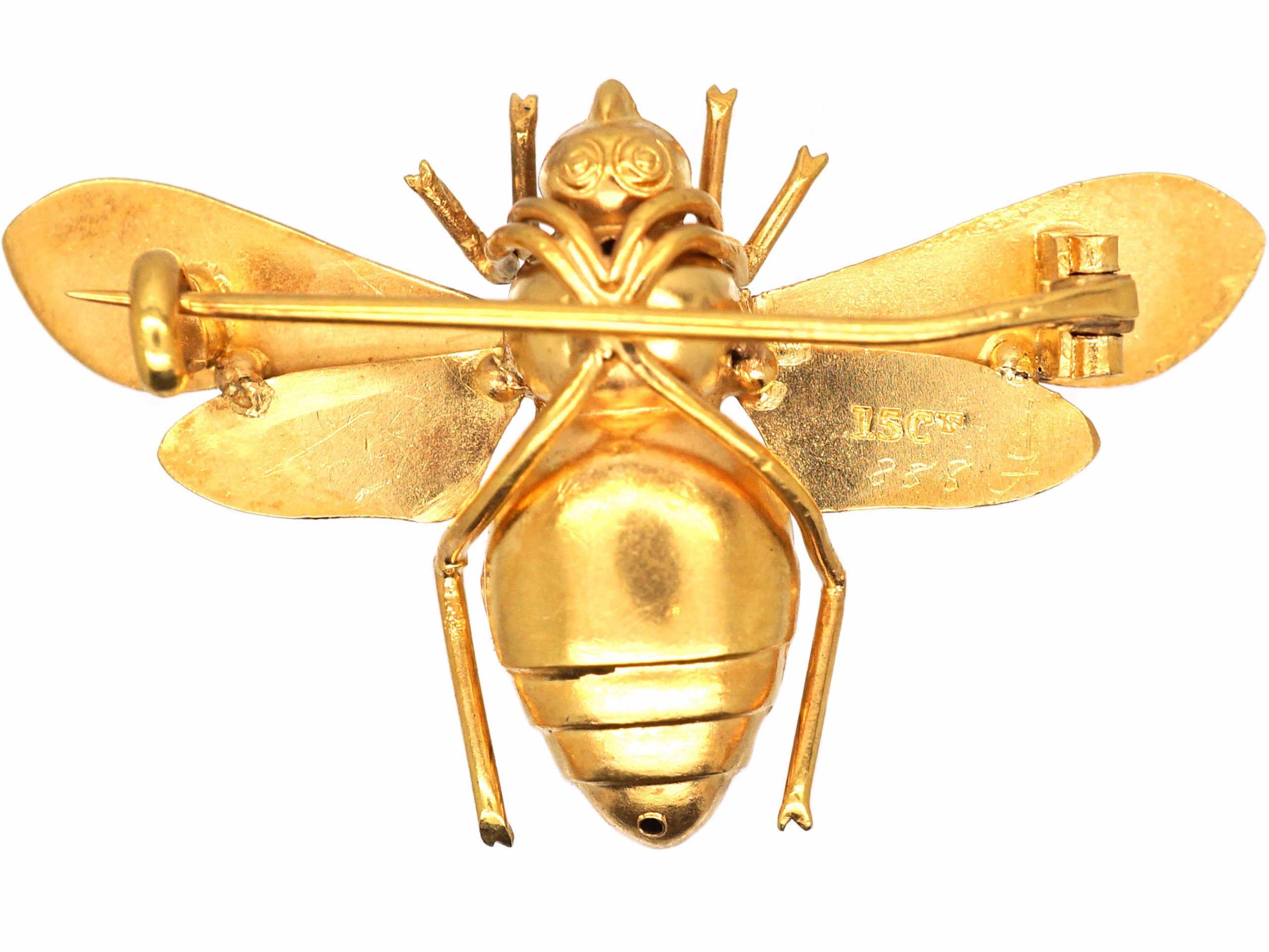 Victorian 15ct Gold Brooch of a Bee (72Y) | The Antique Jewellery Company