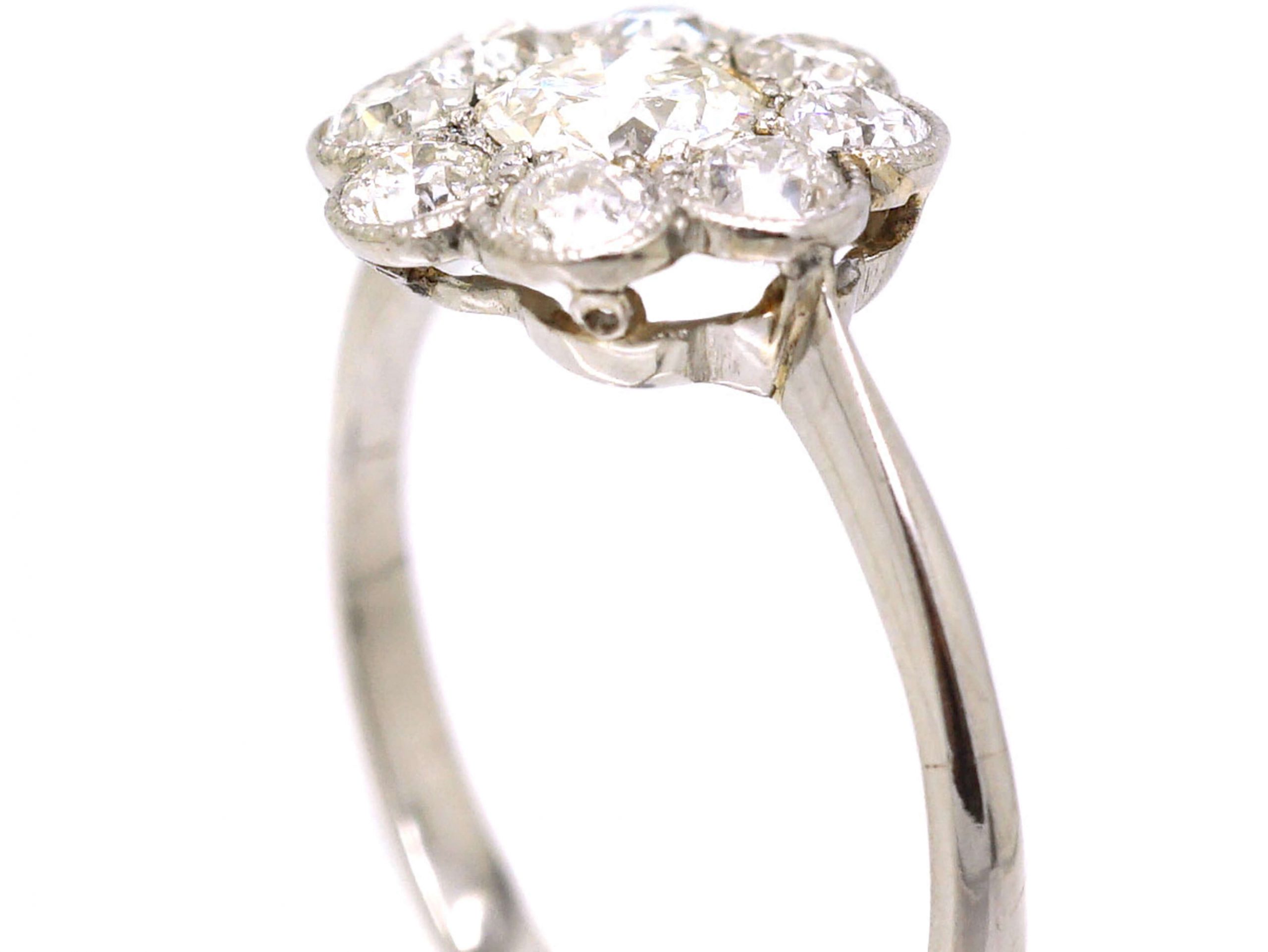 Edwardian Platinum, Diamond Daisy Cluster Ring (773X) | The Antique ...