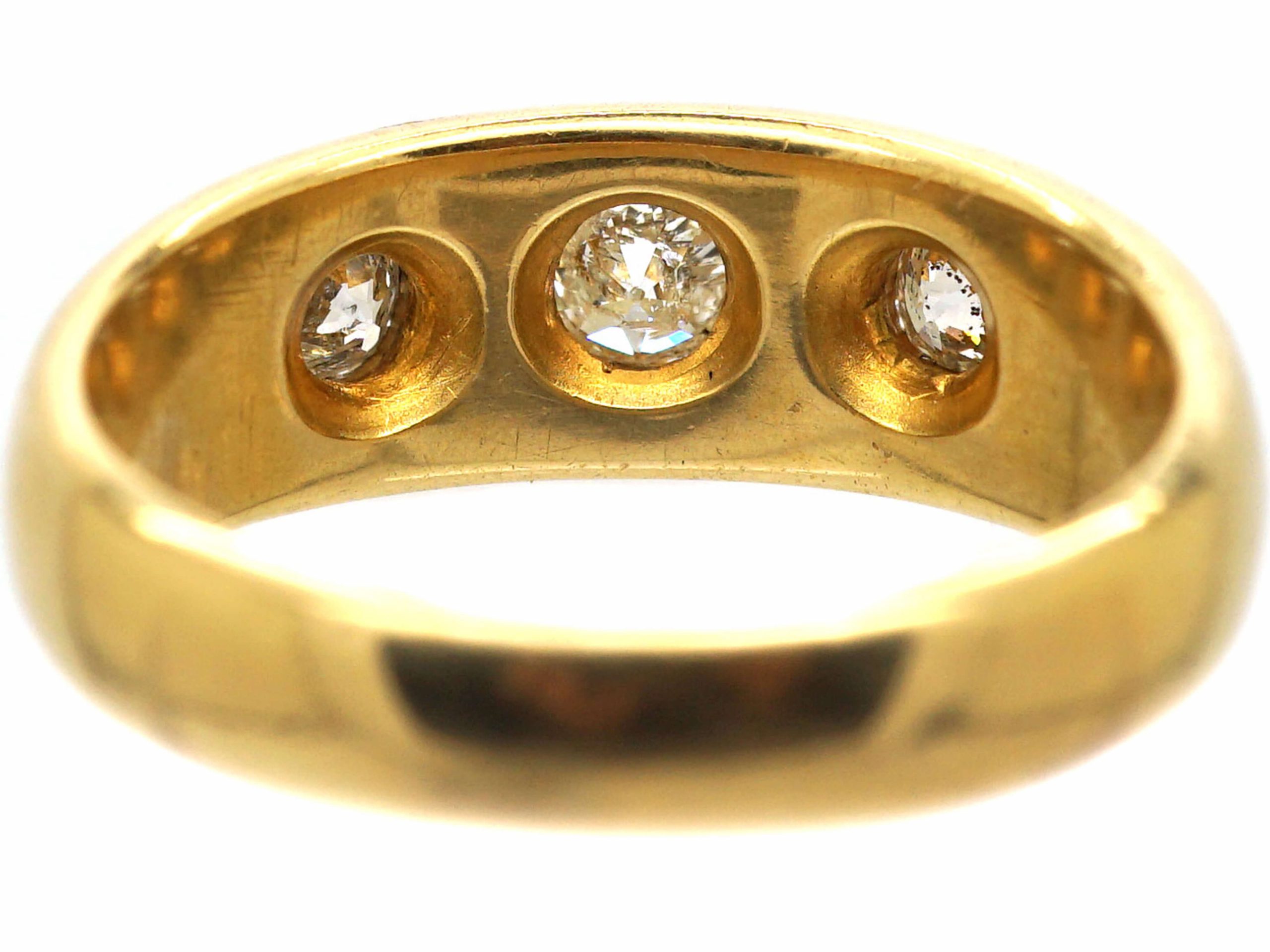 Edwardian 18ct Gold Three Stone Diamond Gypsy Ring (539X) | The Antique ...