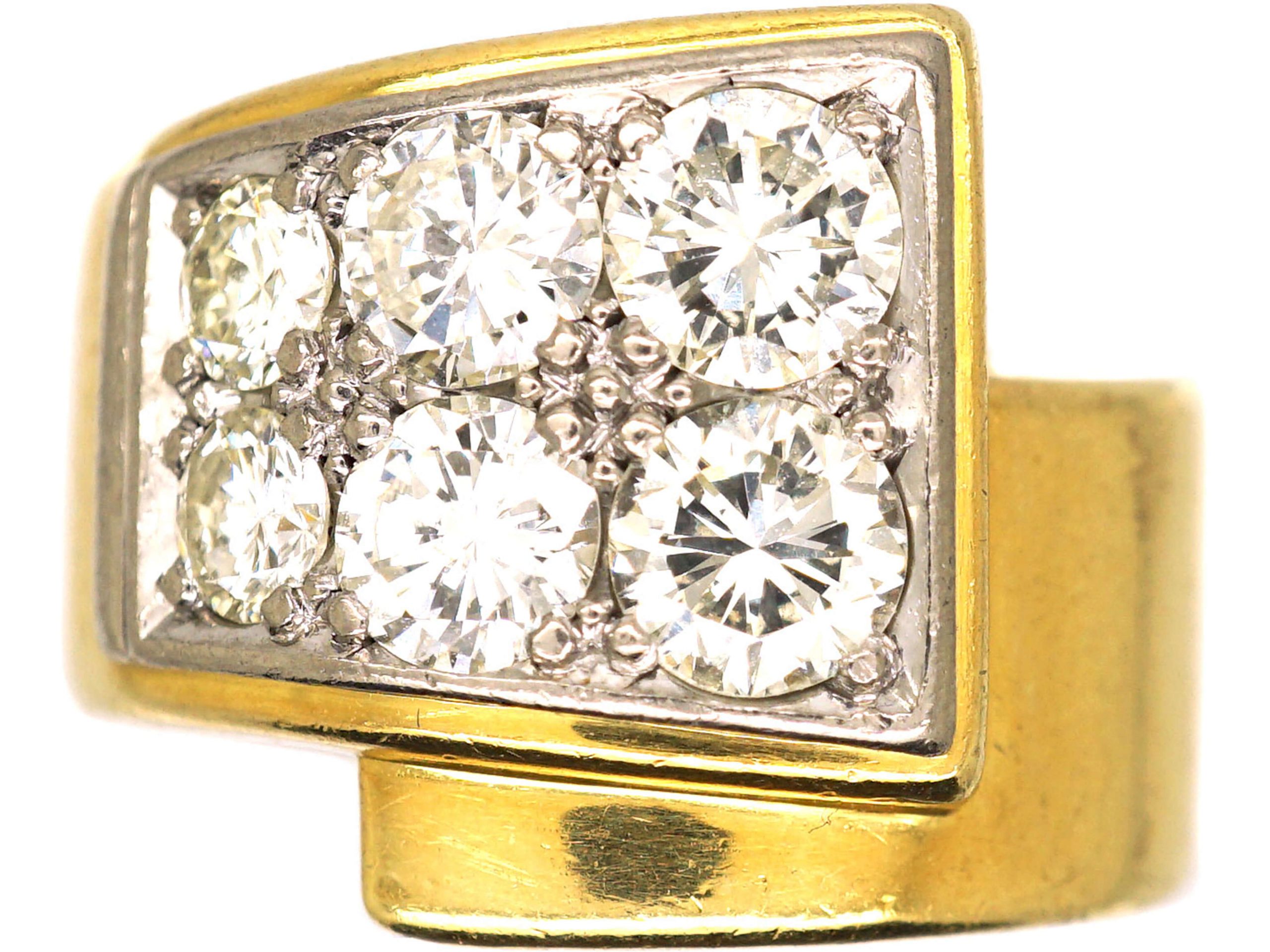 Retro 18ct Gold Buckle Ring set with Diamonds (86Y) | The Antique ...