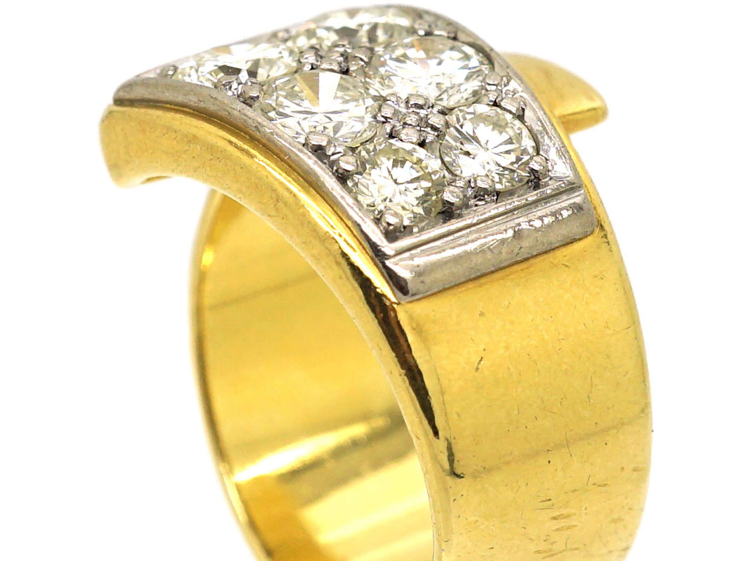 Retro 18ct Gold Buckle Ring set with Diamonds (86Y) | The Antique ...