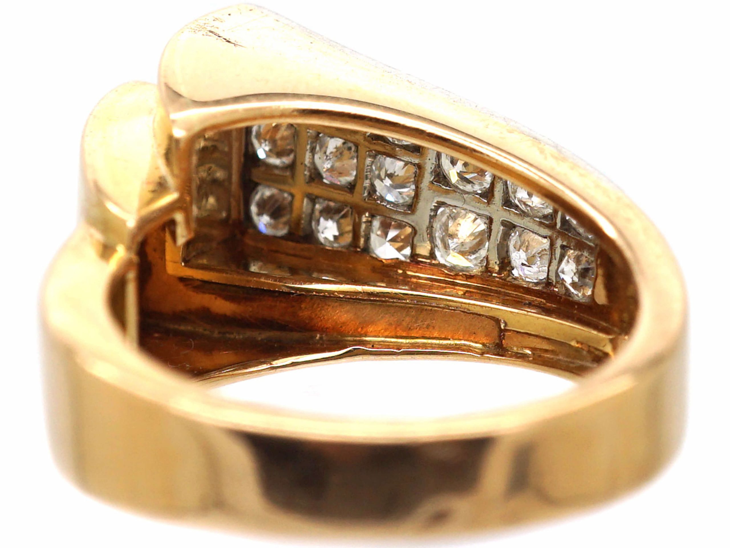 Retro 18ct Gold & Platinum Buckle Ring set with Diamonds (10Y) | The ...