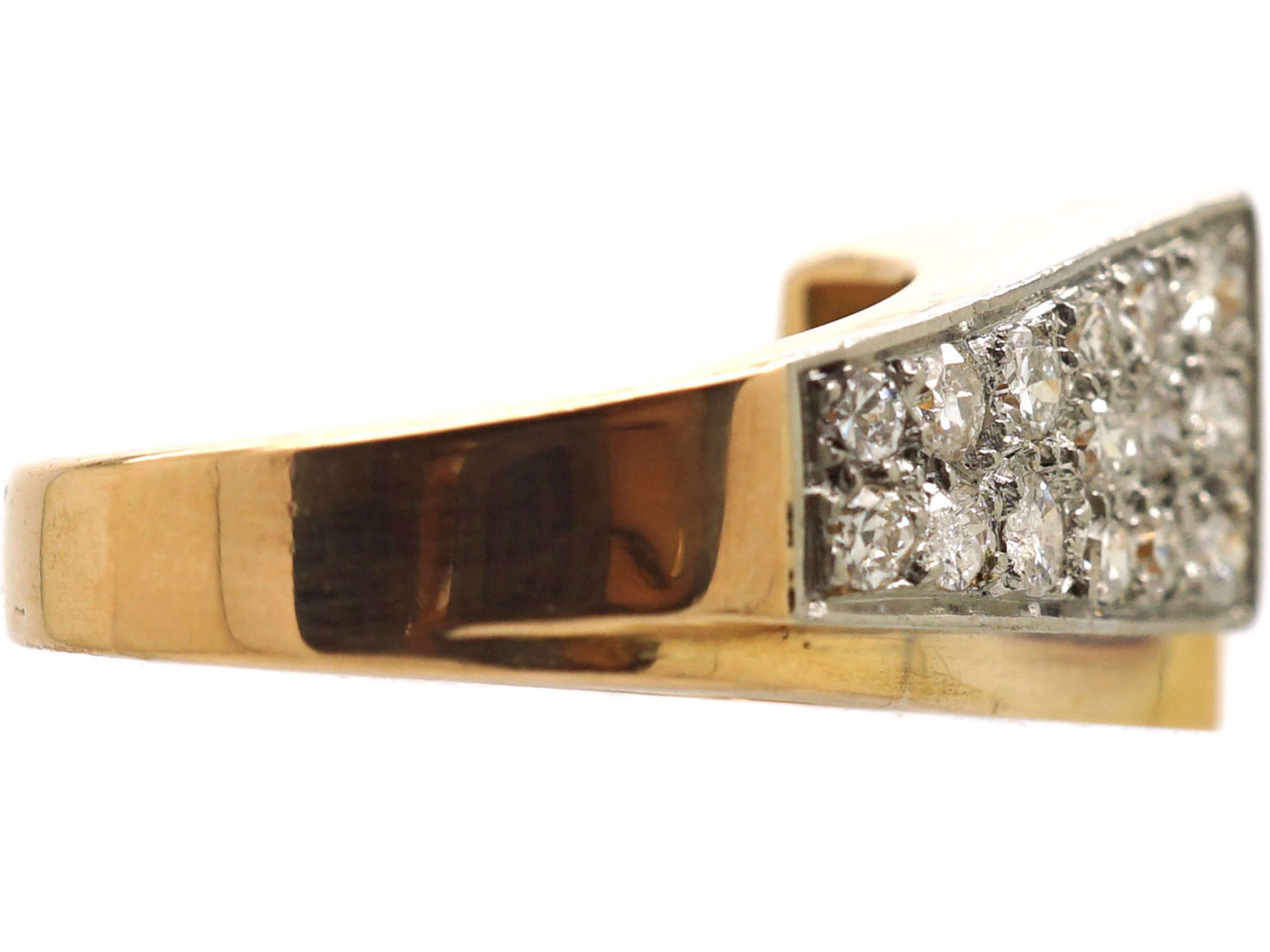 Retro 18ct Gold & Platinum Buckle Ring set with Diamonds (10Y) | The ...