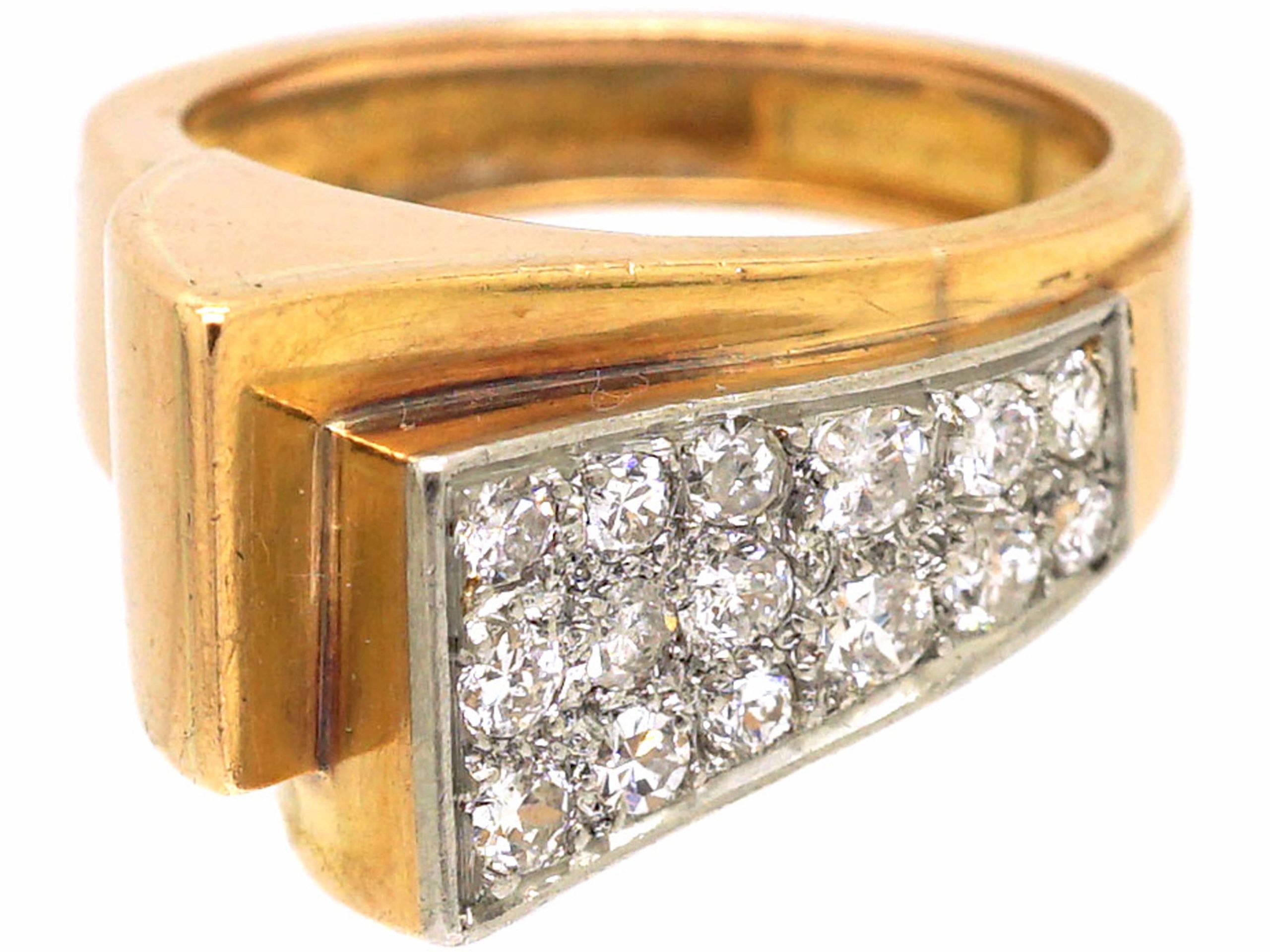 Retro 18ct Gold & Platinum Buckle Ring set with Diamonds (10Y) | The ...