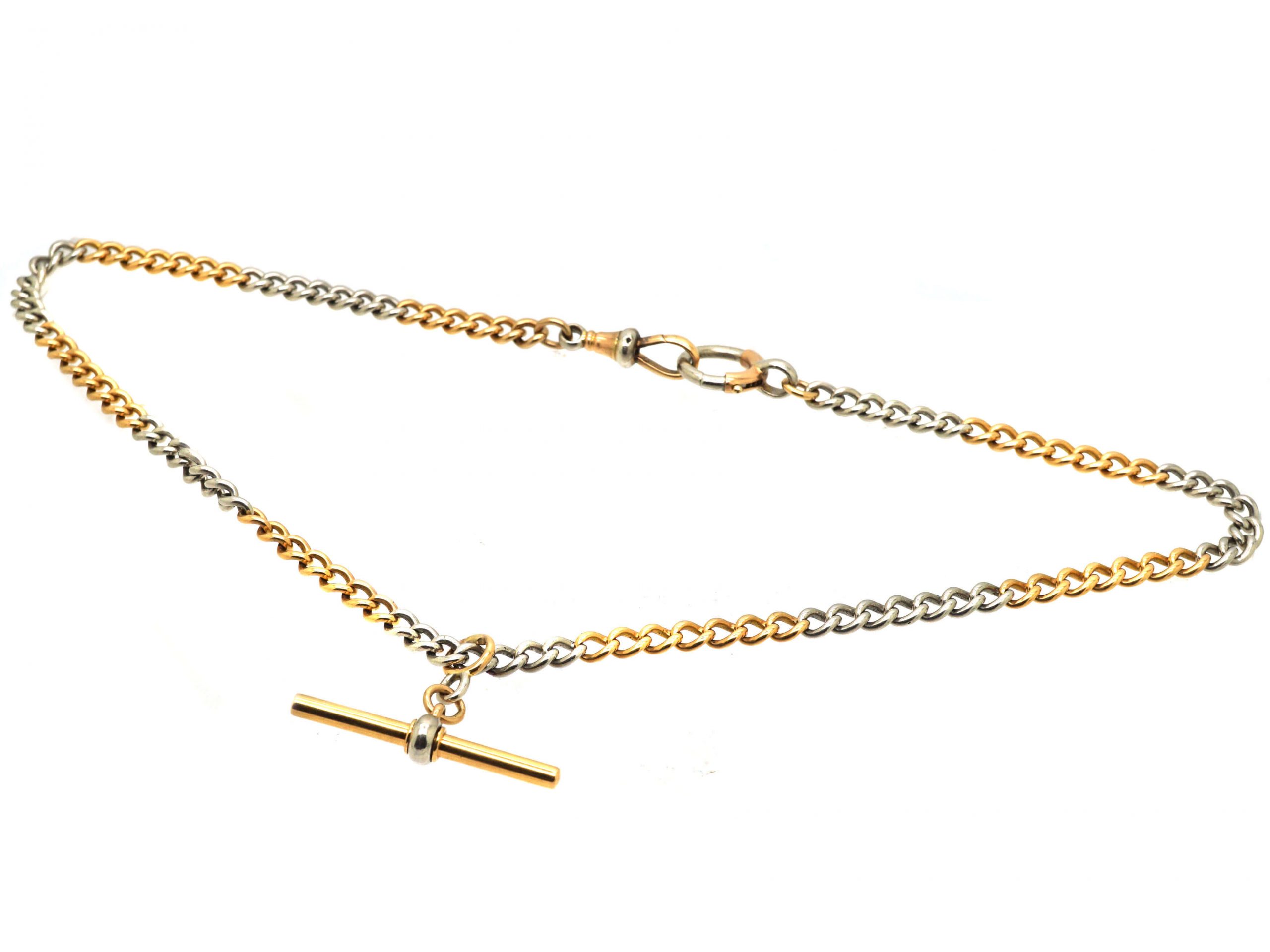 Edwardian Platinum & 18ct Gold Watch Chain with T Bar (894X) | The ...