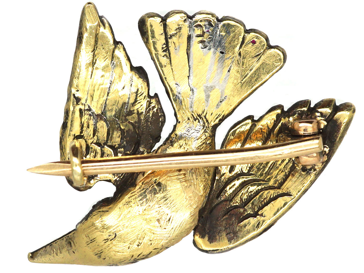 Victorian 15ct Gold St Esprit Dove Brooch set with Diamonds, Emeralds ...