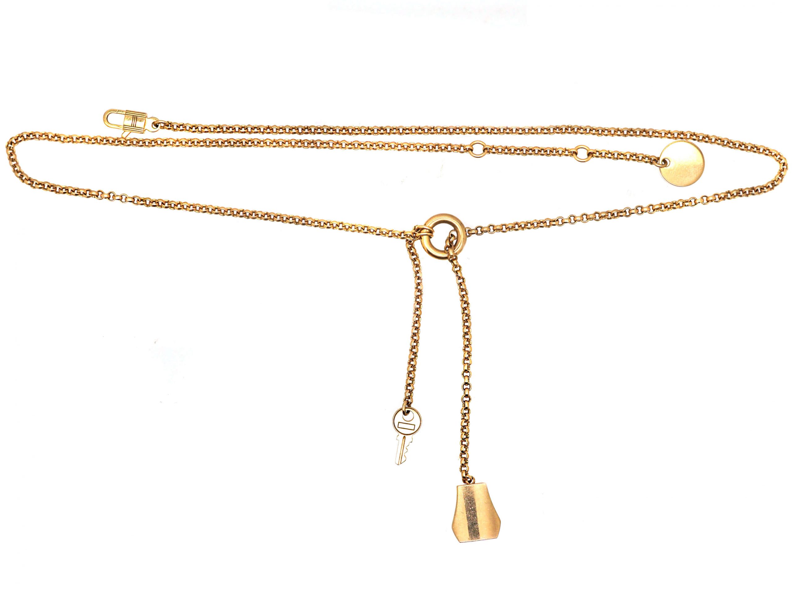 French 18ct Gold Clochette Necklace with Bell & Key Drops by Hermès ...