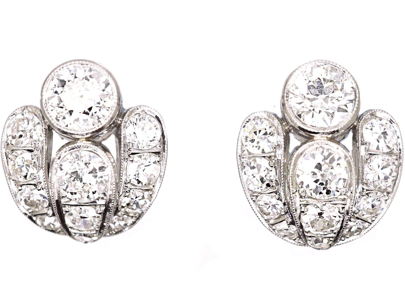 Art Deco 18ct White Gold Diamond Earrings (116Y) | The Antique ...