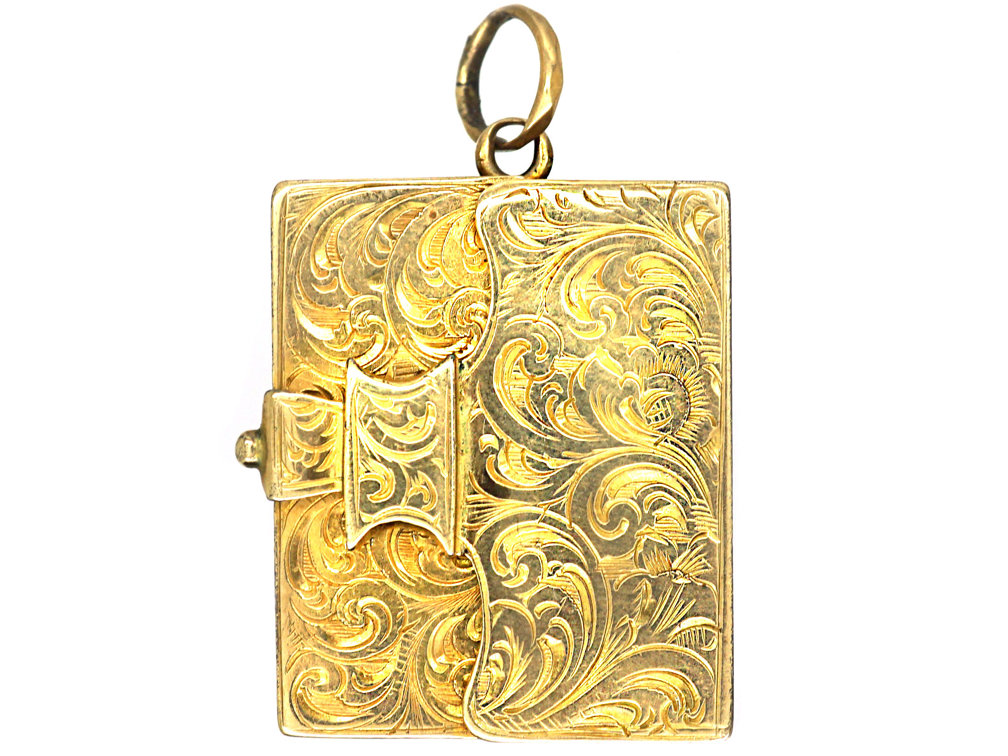 Victorian 15ct Engraved Gold Book Locket (108Y) | The Antique Jewellery ...