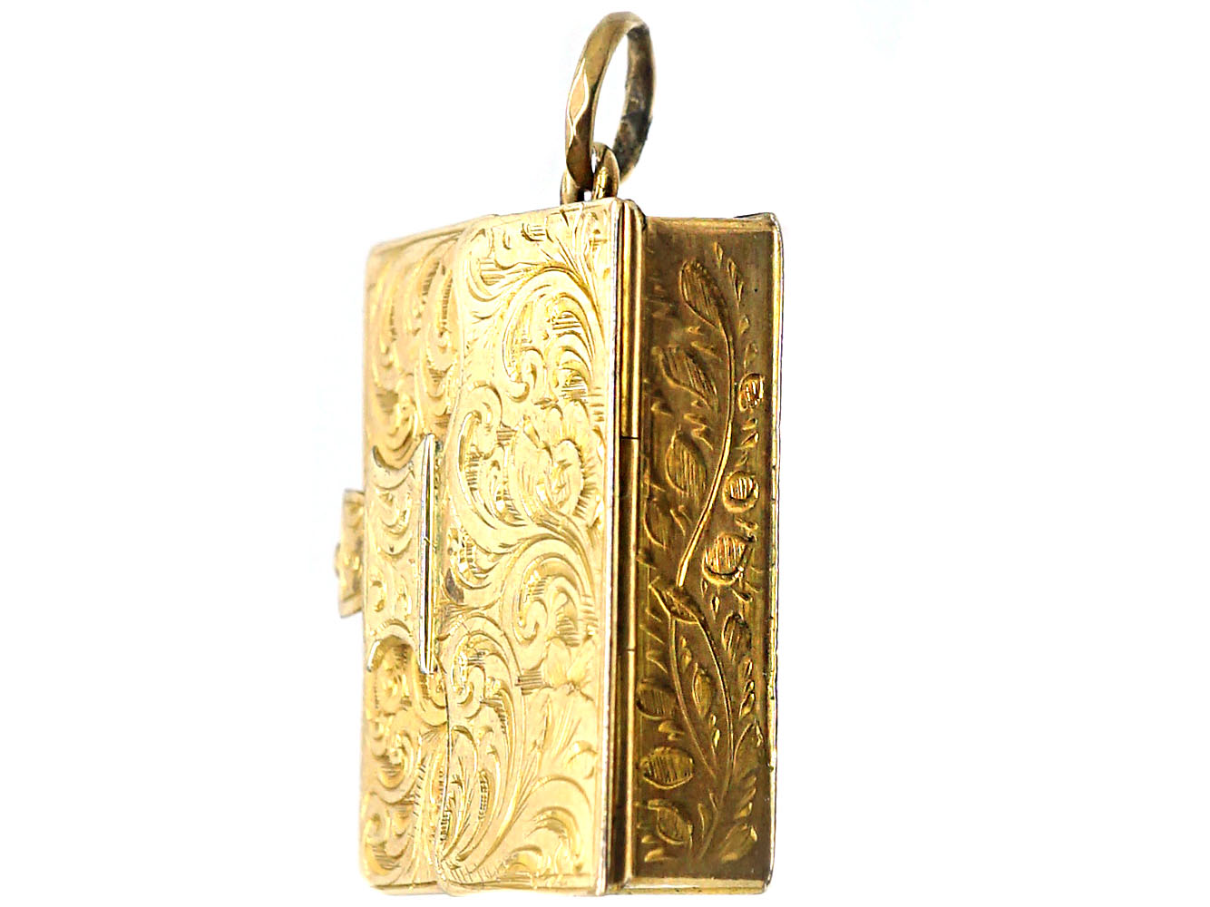 Victorian 15ct Engraved Gold Book Locket (108Y) | The Antique Jewellery ...