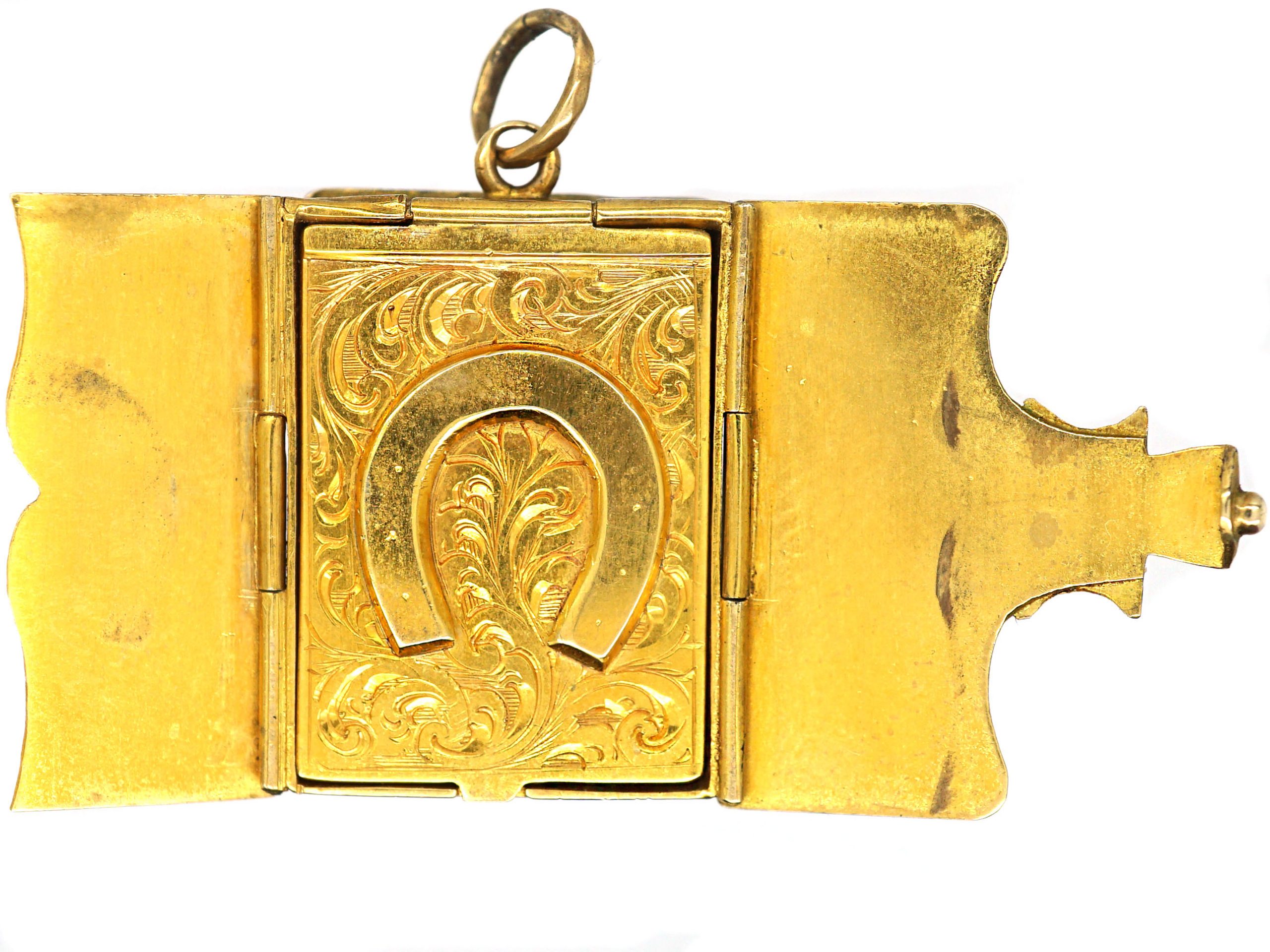 Victorian 15ct Engraved Gold Book Locket (108Y) | The Antique Jewellery ...