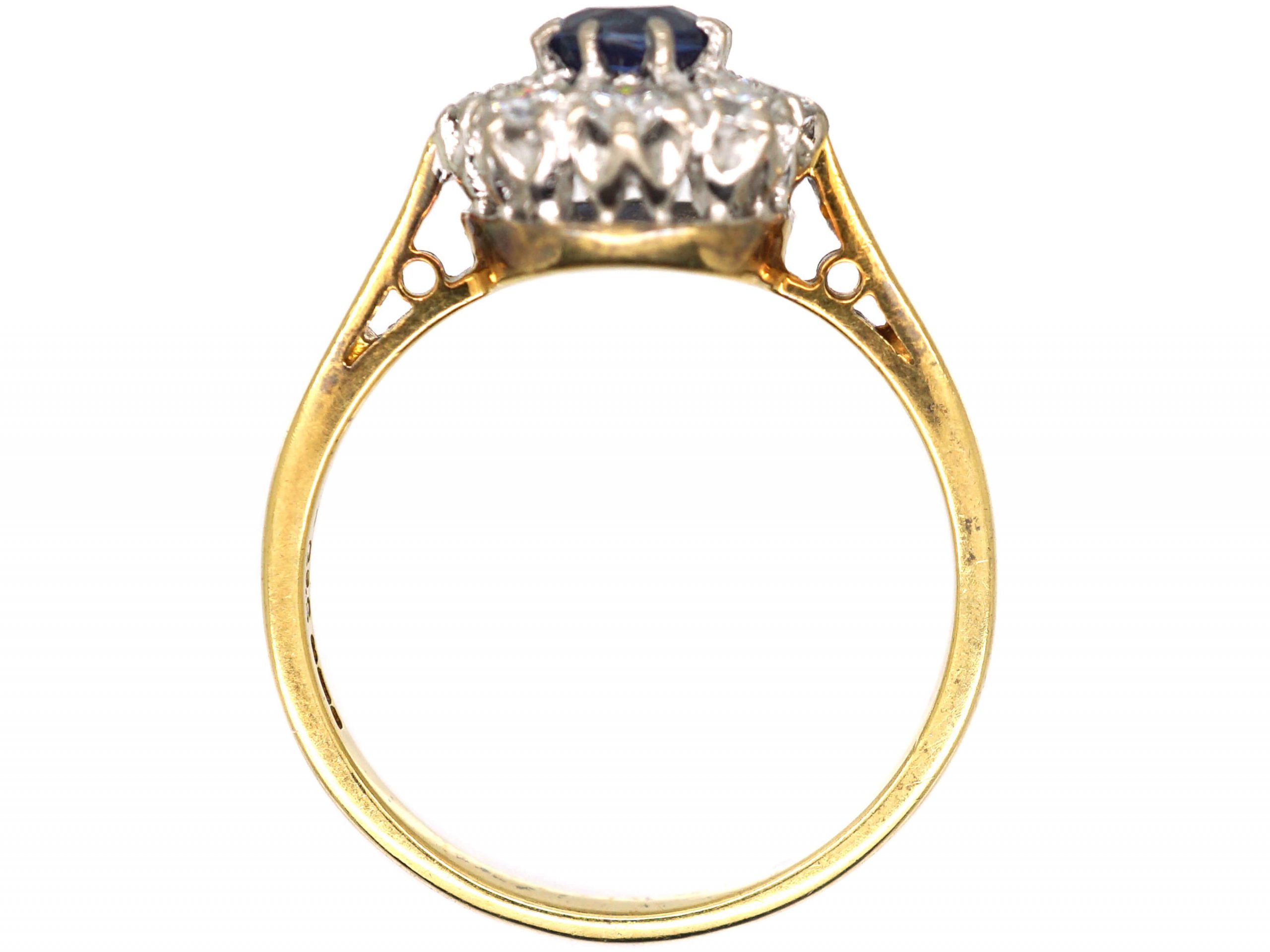 Mid Century 18ct Gold, Sapphire & Diamond Cluster Ring by Charles Green ...