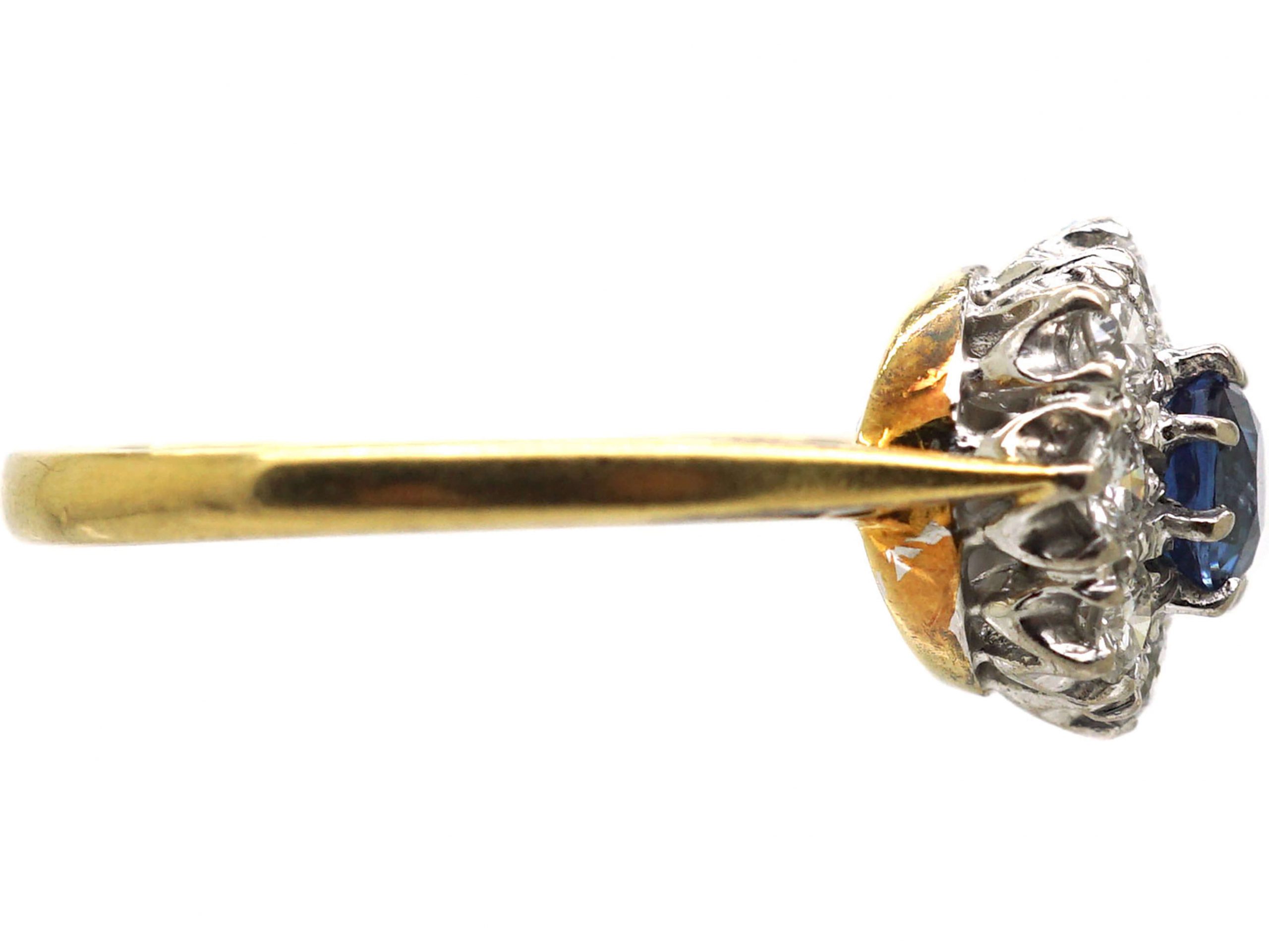 Mid Century 18ct Gold, Sapphire & Diamond Cluster Ring by Charles Green ...
