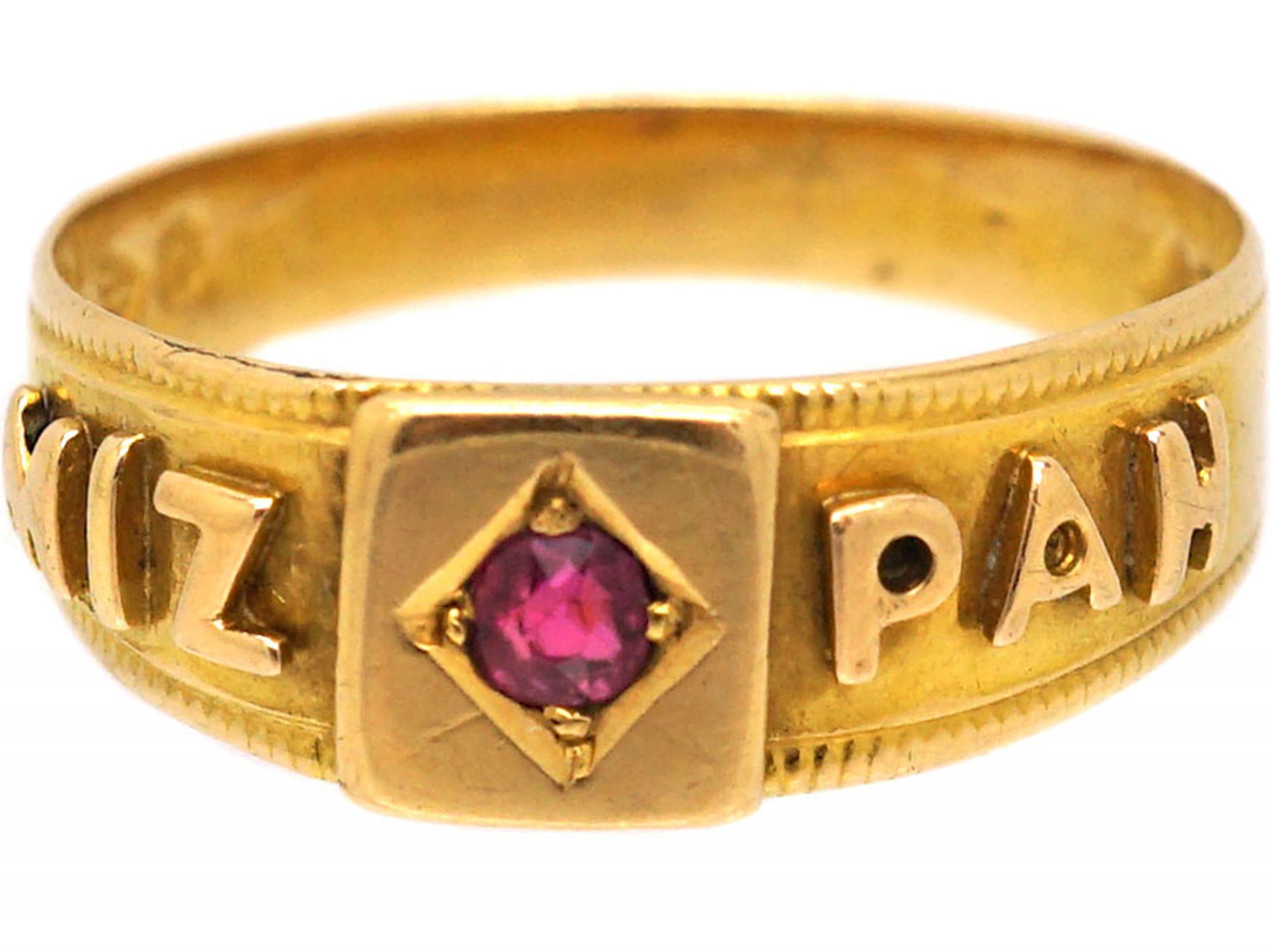 Edwardian 18ct Gold Mizpah Ring set with a Ruby () | The Antique ...